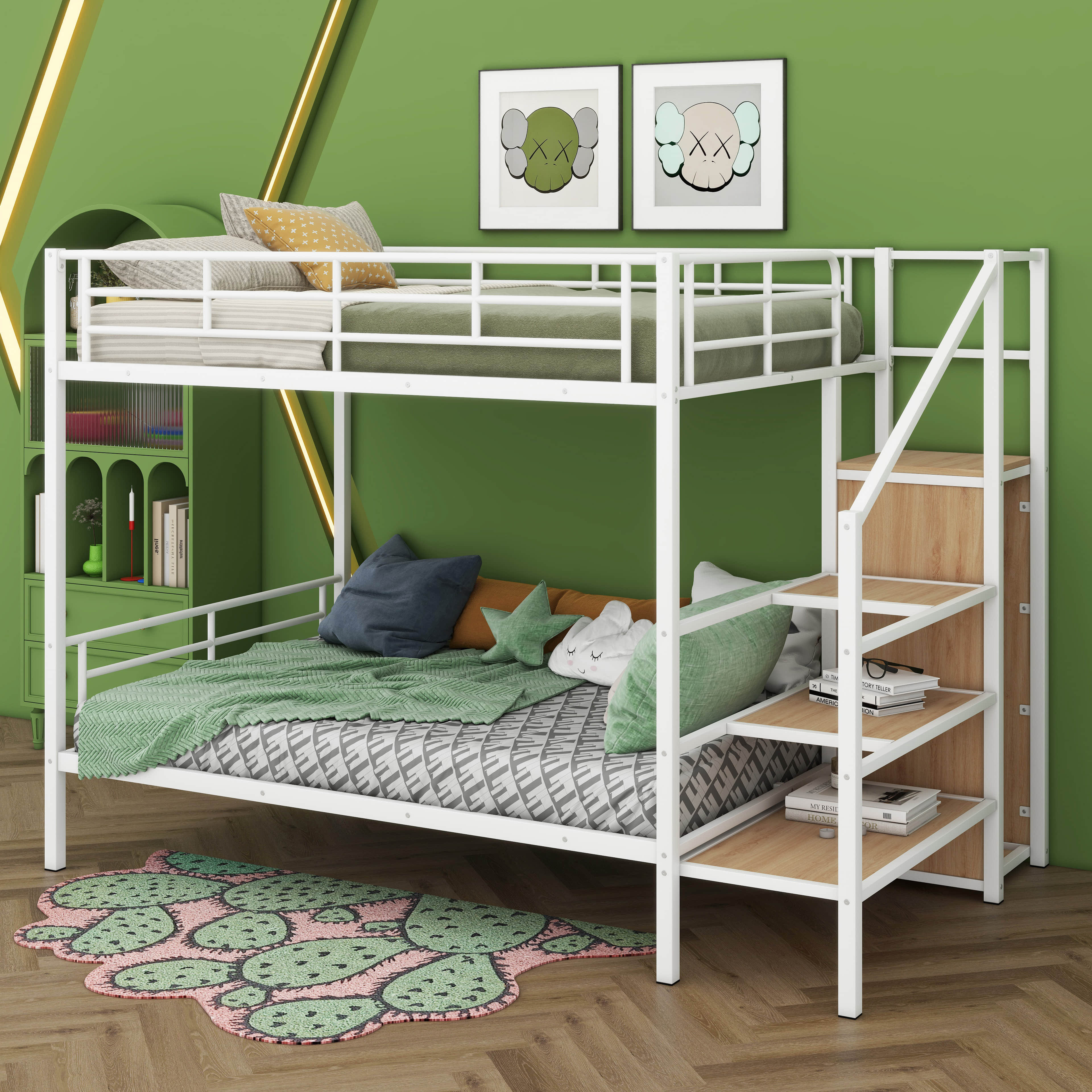 Latitude Run® A Full-Sized Over Full-Sized Metal Bunk Bed, Equipped ...