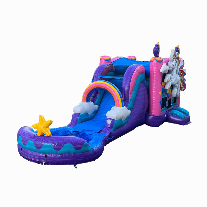XJUMP Unicorn Inflatable Water Slide Bounce House Combo (with Blower ...