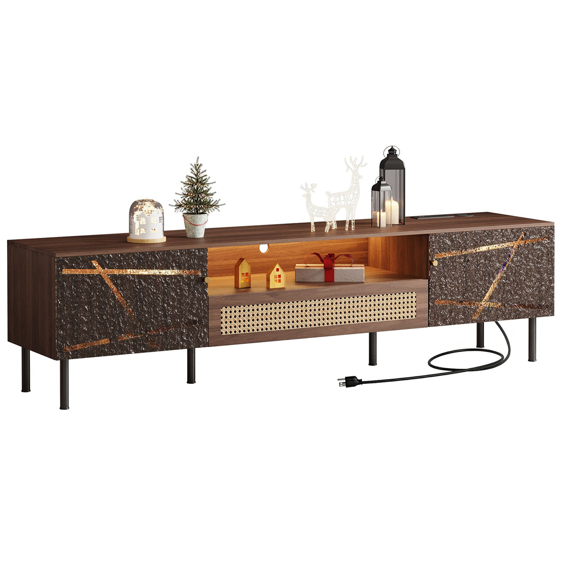 Wrought Studio™ Mid-Century Modern Media Console with 2 Cabinets. | Wayfair