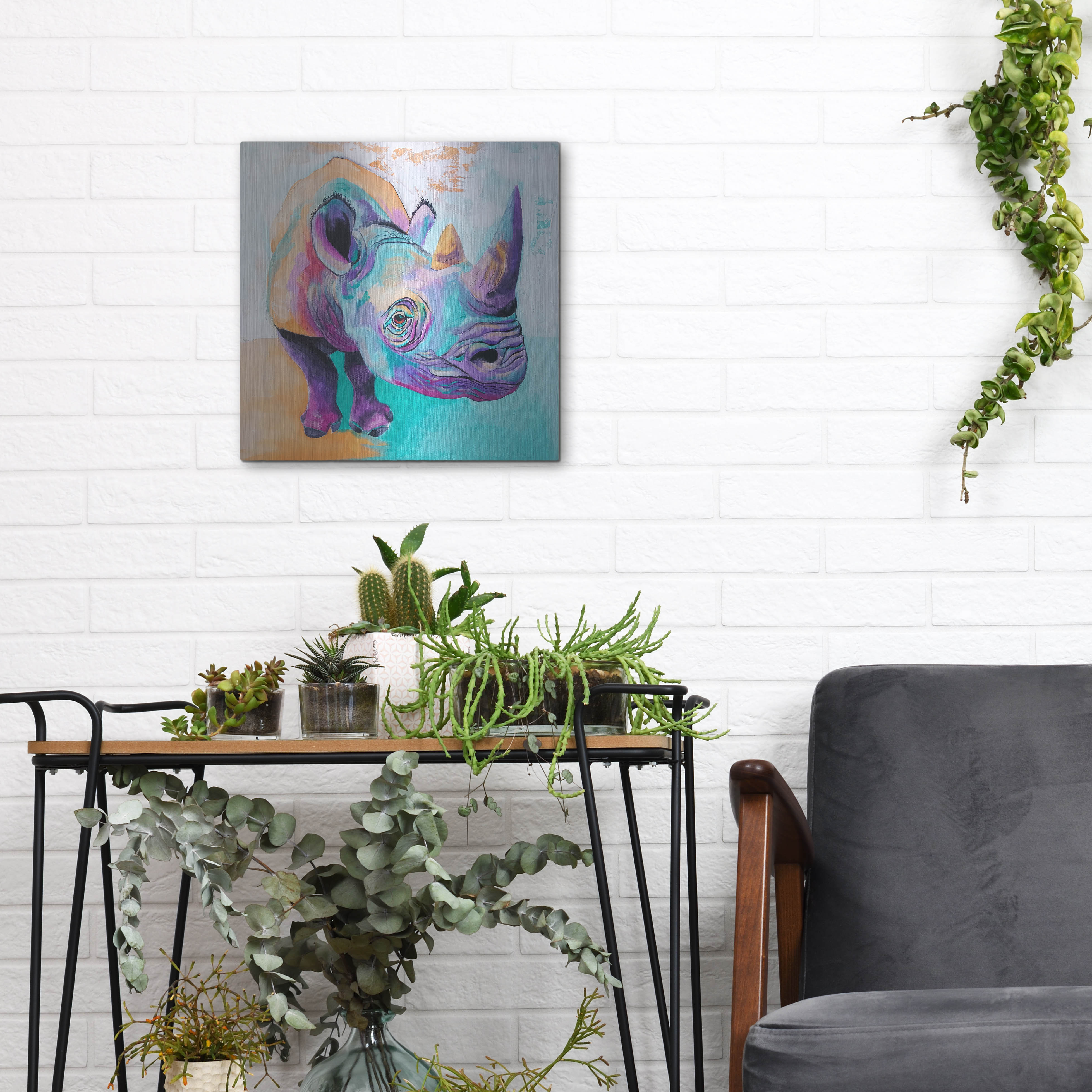 Bungalow Rose 'Rhino - Fi' by Dawg Painter, Metal Wall Art - Wayfair Canada