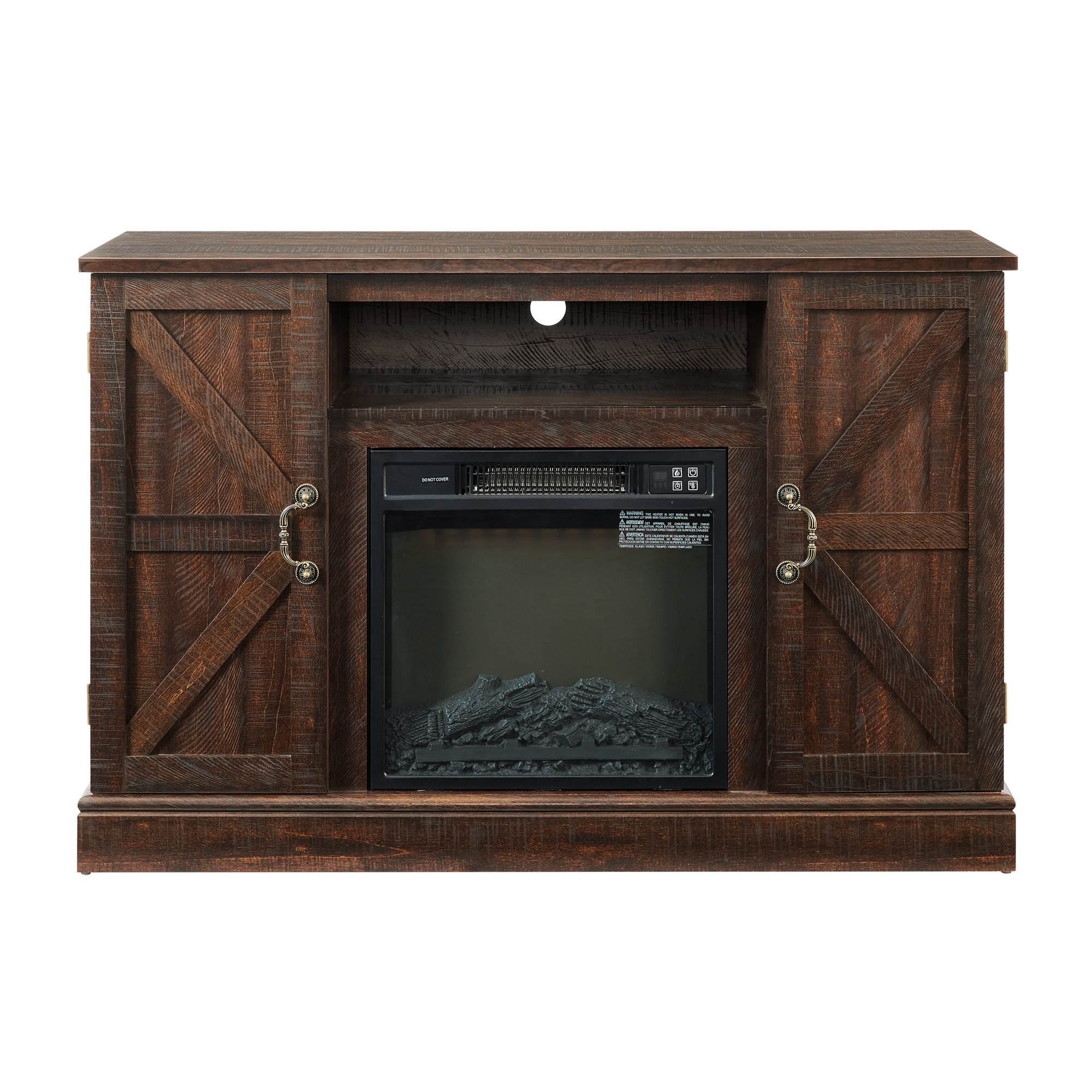 Gracie Oaks Chikaima 47'' W One-Piece Storage Credenza with Fireplace ...