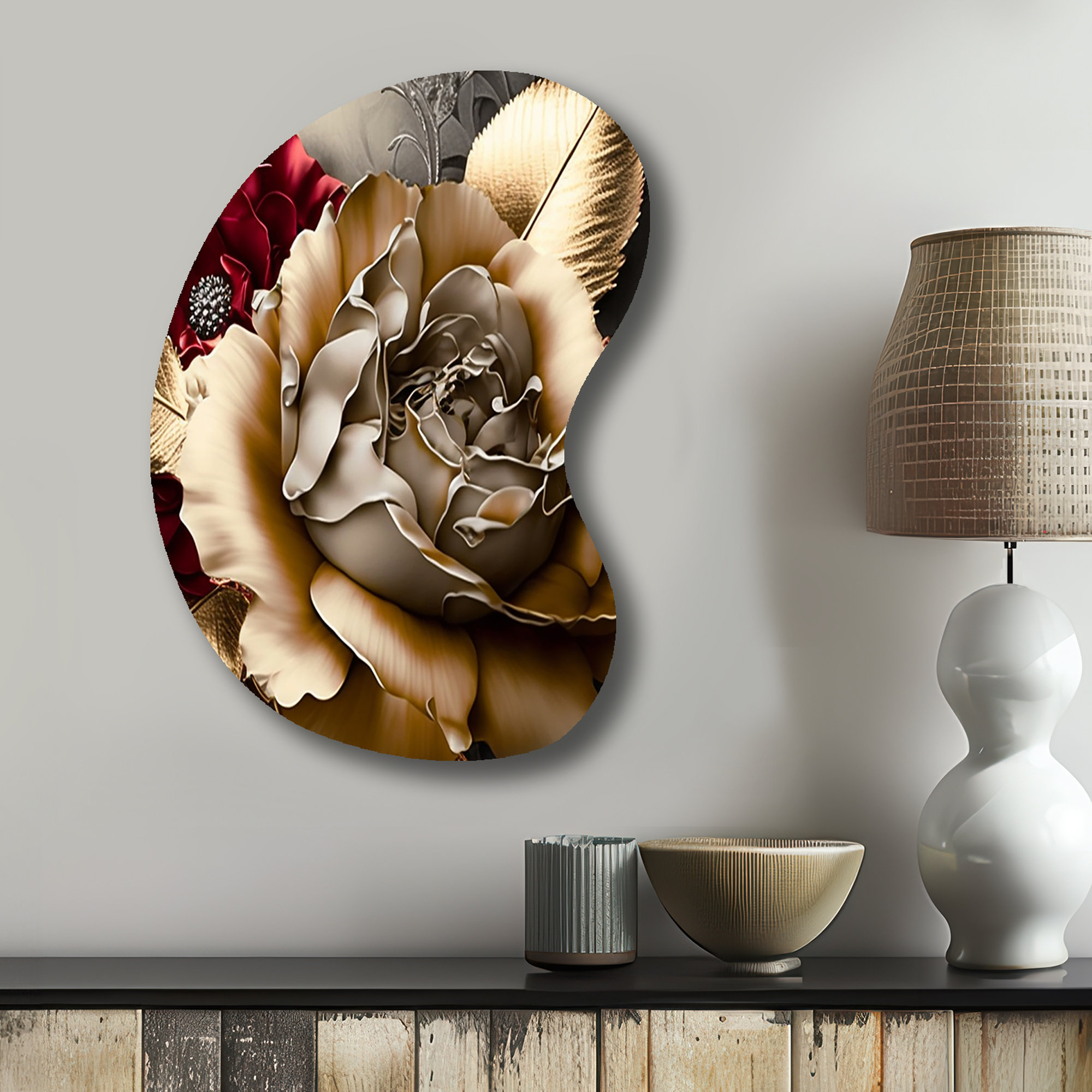 Lark Manor™ Blossoming Vintage Rose - Floral Boom Shape - Assymterical ...