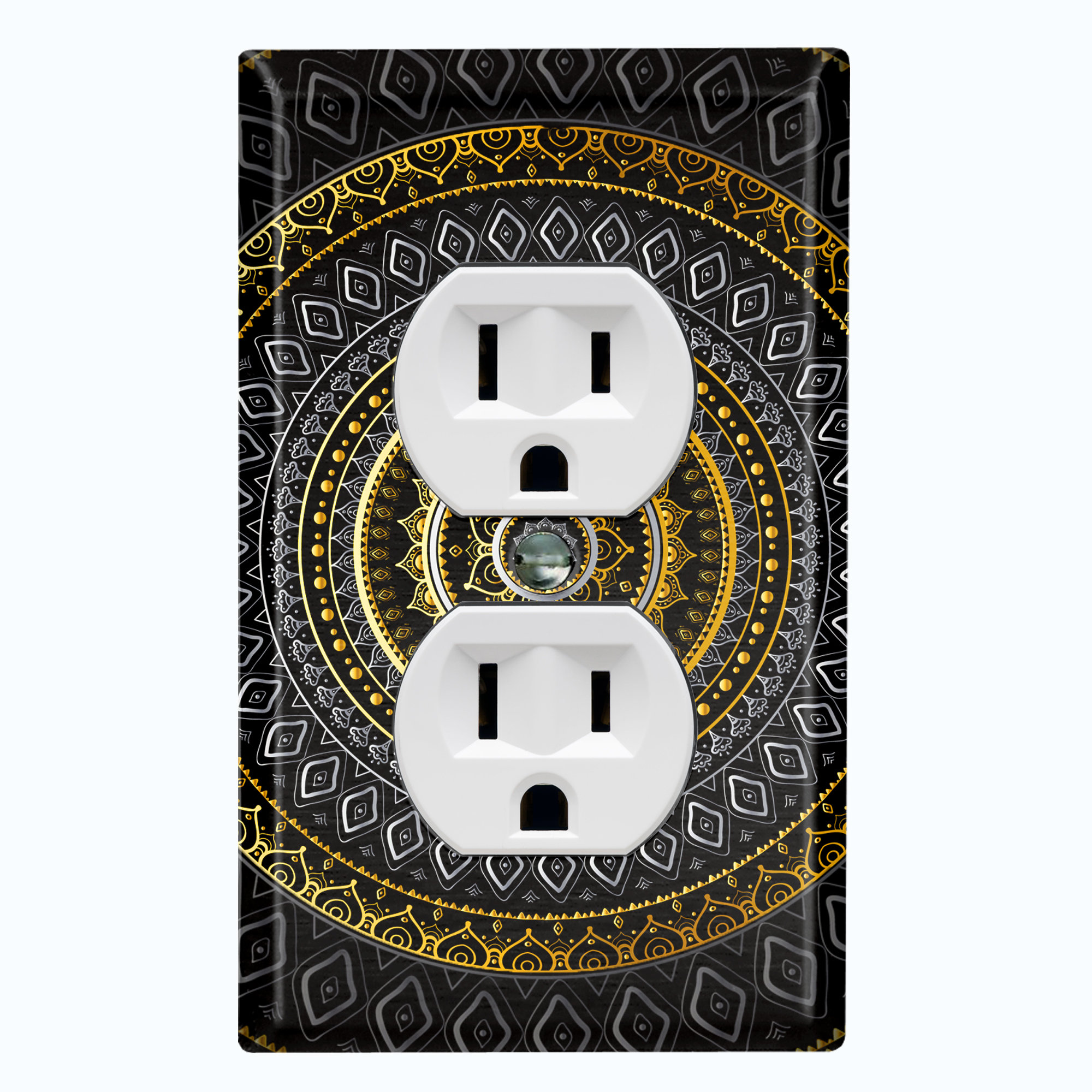 WorldAcc Mandala Circle 1-Gang Duplex Outlet Wall Plate | Wayfair