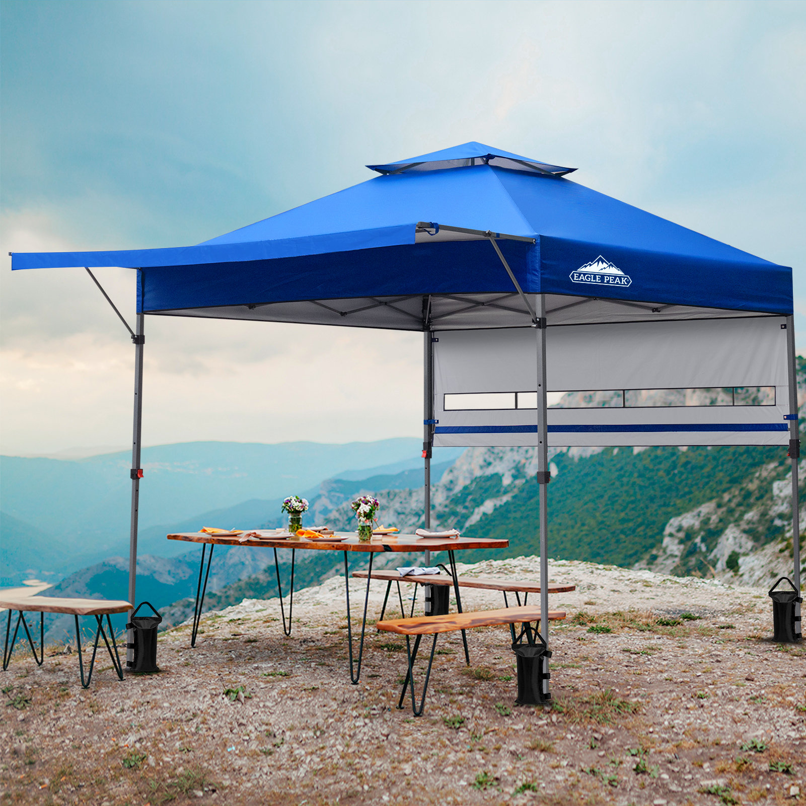 EAGLE PEAK Pop Up Canopies 17 Ft. W x 10 Ft. D Metal Patio Gazebo ...