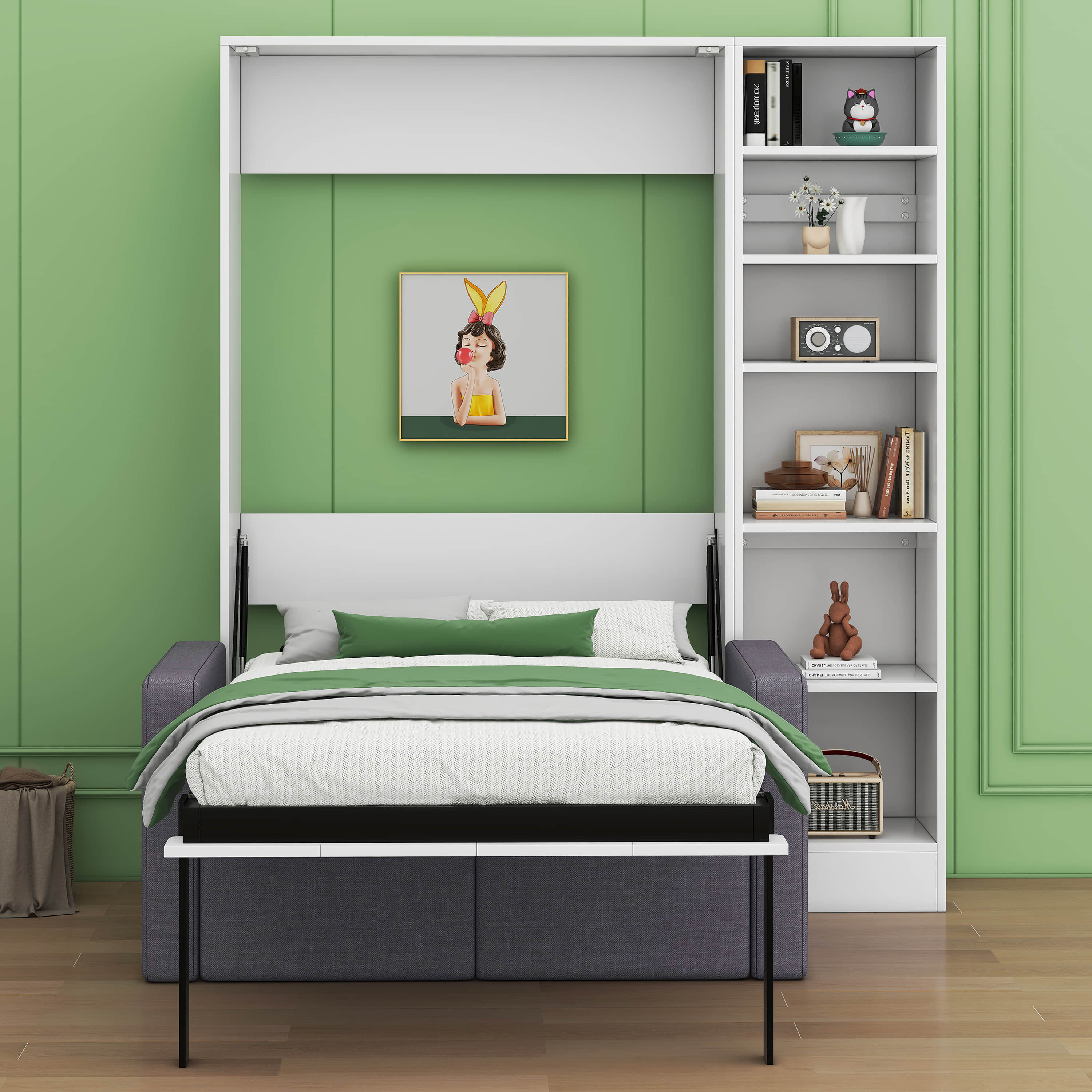 Hokku Designs Sabrinna Murphy Bed Wall Bed with Sofa, with Shelves ...