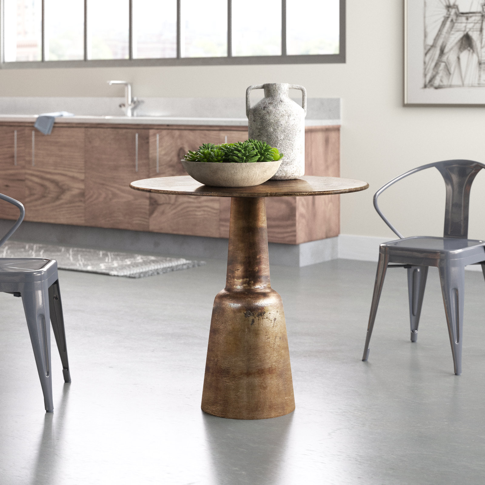 Trent Austin Design Pollitt Round Aluminum Pedestal Base Dining Table ...