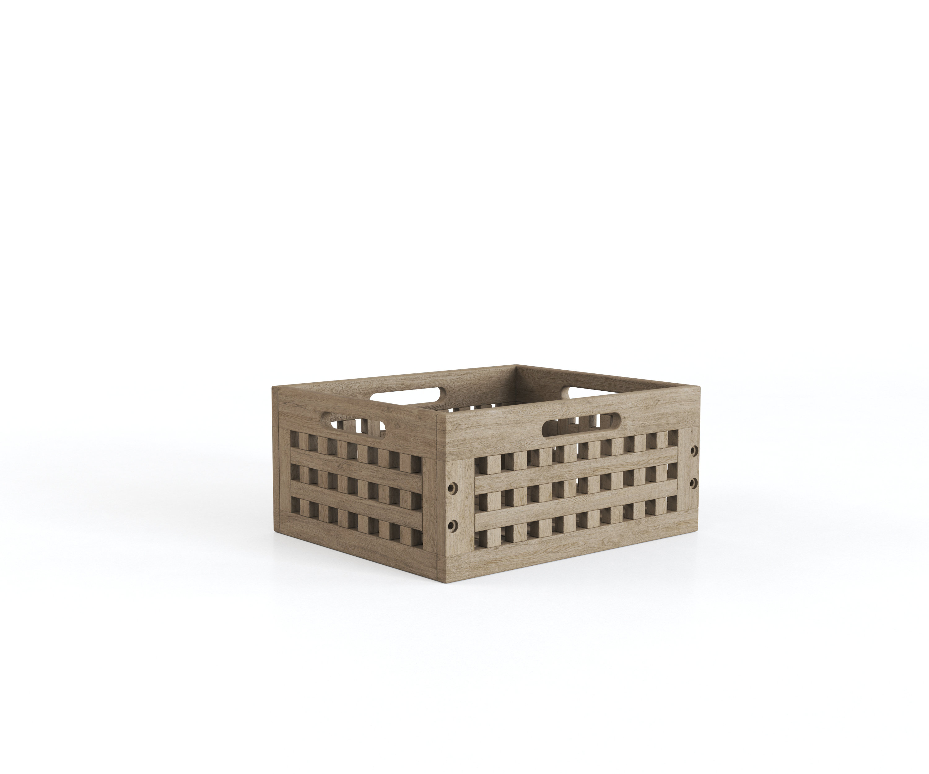 Aqua Teak 7" Grate Mist-Shield Medium Size Teak Storage Bin | Wayfair