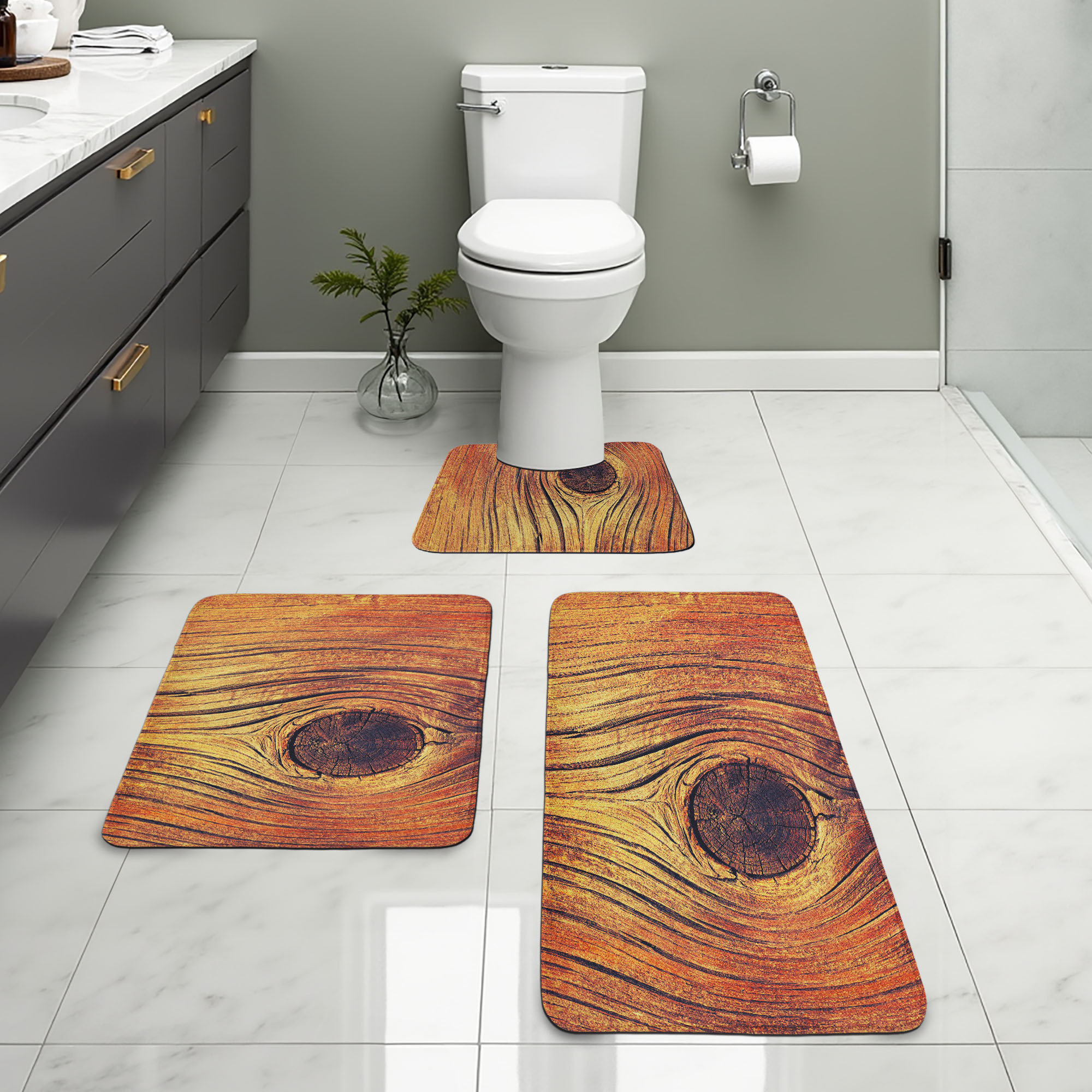Ophelia & Co. Rustic Bathroom Rug Set 3 Pieces U-Shape & Rectangle Mats ...