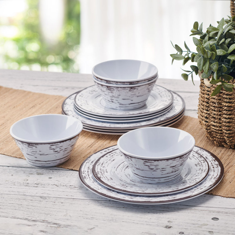 Pfaltzgraff Trellis 12-Piece Indoor/Outdoor Melamine Dinnerware Set ...