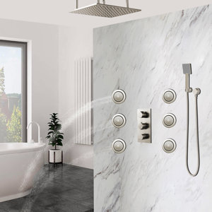 FontanaShowers Sofia Large Ceiling Rain Shower Set with Body Sprays ...