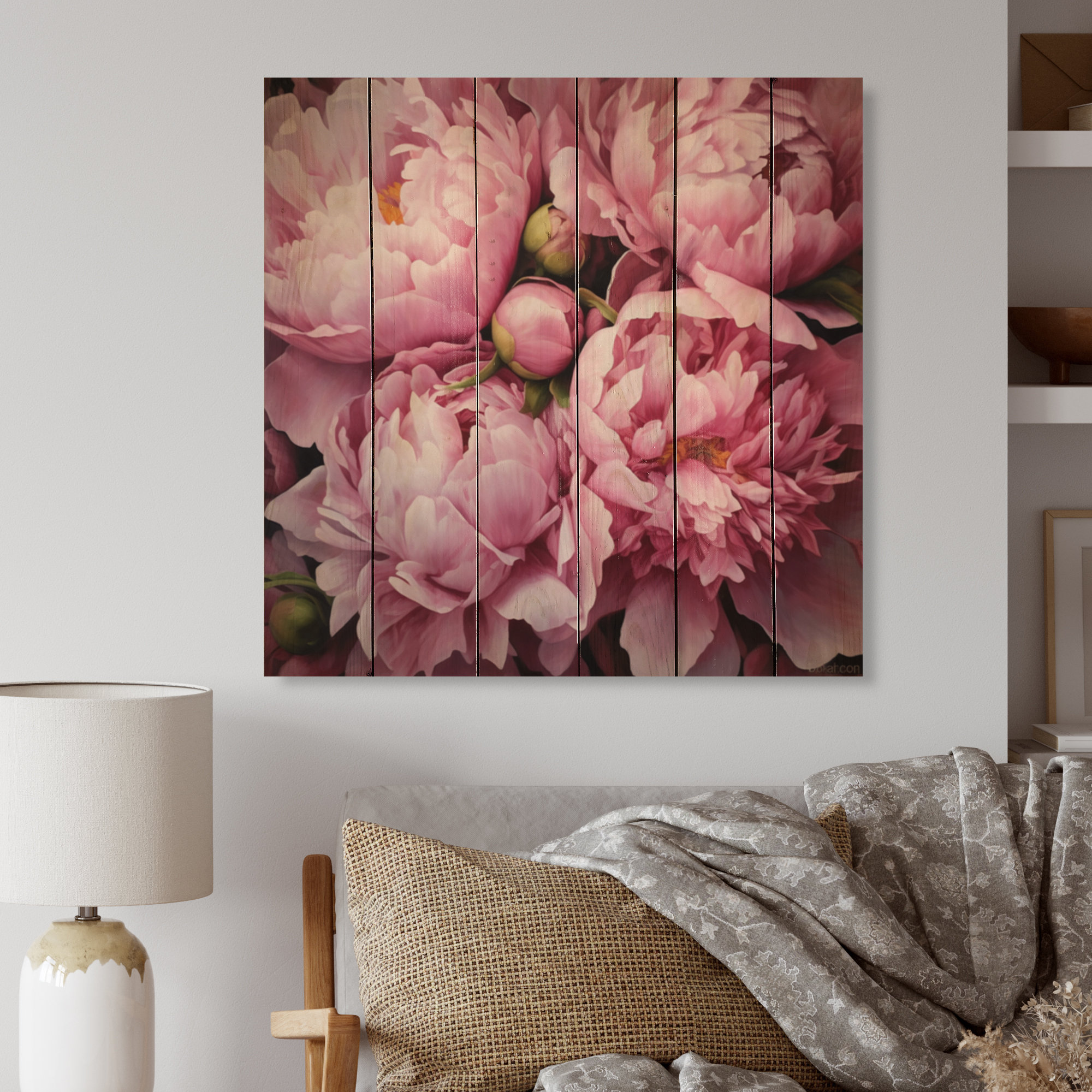 Latitude Run® Shirla Pink Green Peony Captivating II On Wood Print ...