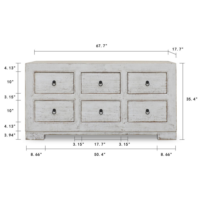 Lily's Living 6 Drawer 68" W Solid Wood Dresser | Wayfair