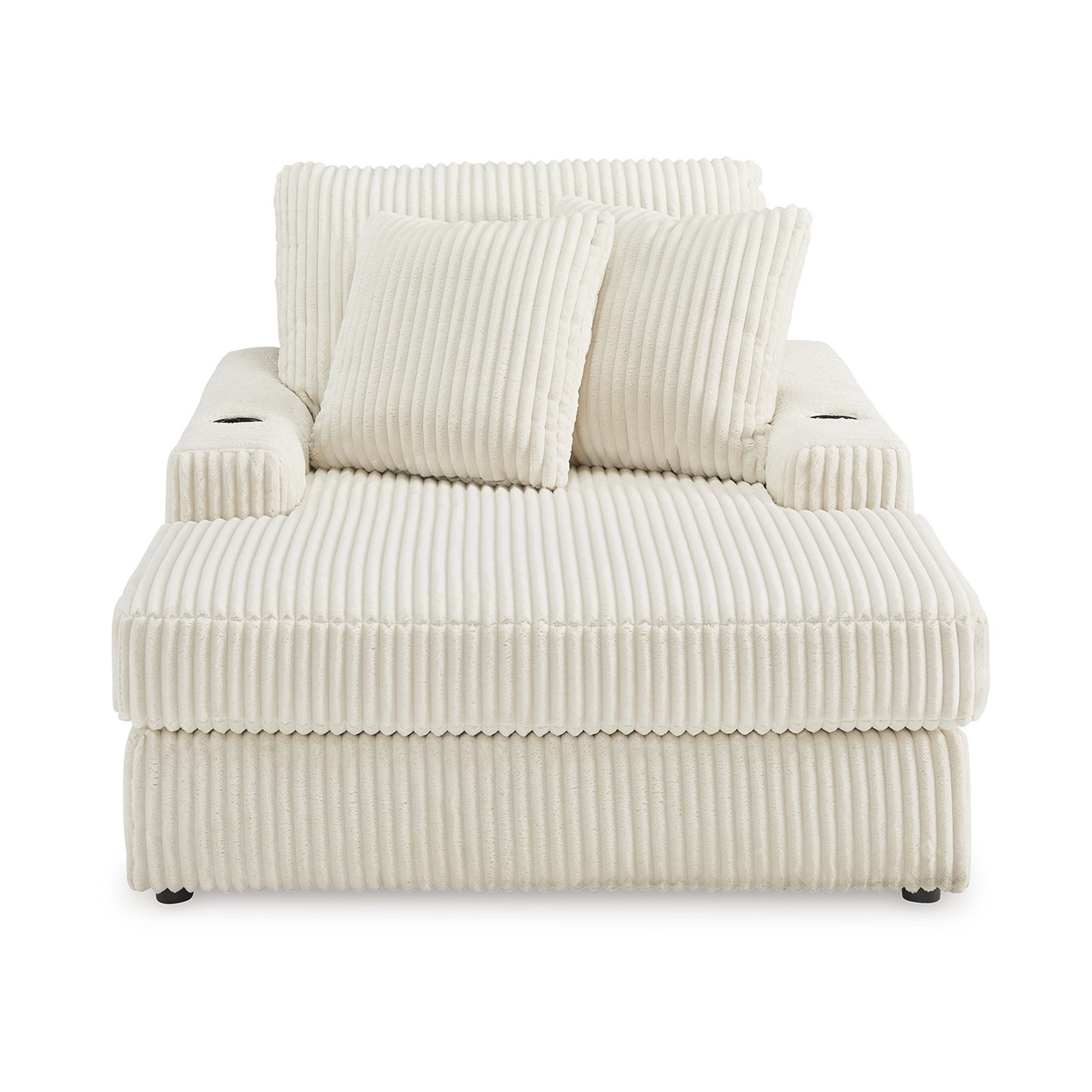 Benjara Lindy Chaise Lounge Chair, Reversible Cushions Ivory Polyester ...