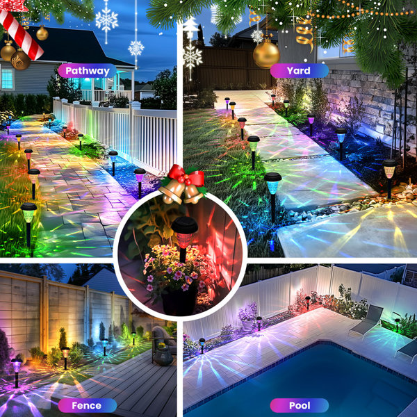 gigalumi 8 Pack Solar Pathway Lights, RGB Color Changing, IP65 ...
