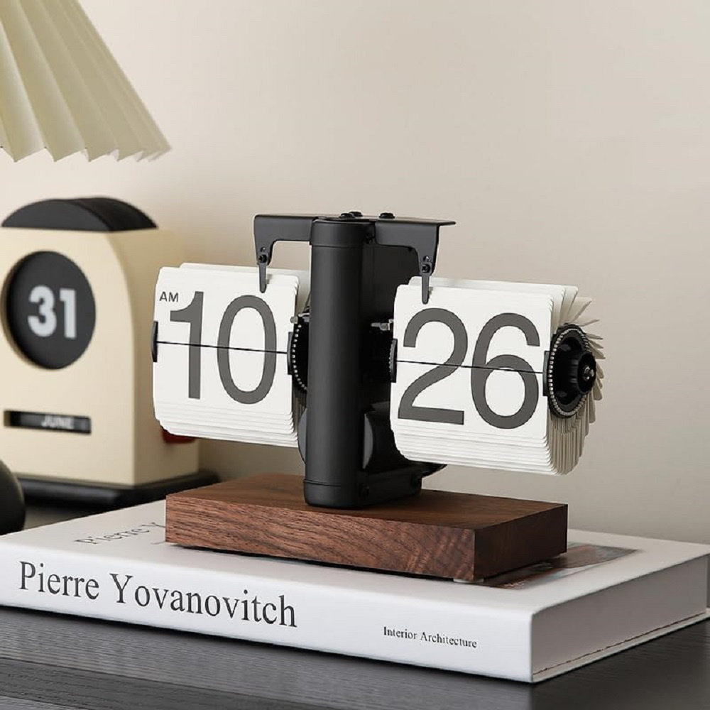 Trent Austin Design Flip Desk Clock, Retro Vintage Flip Desk Table Clock, Digital Flip Clock ...