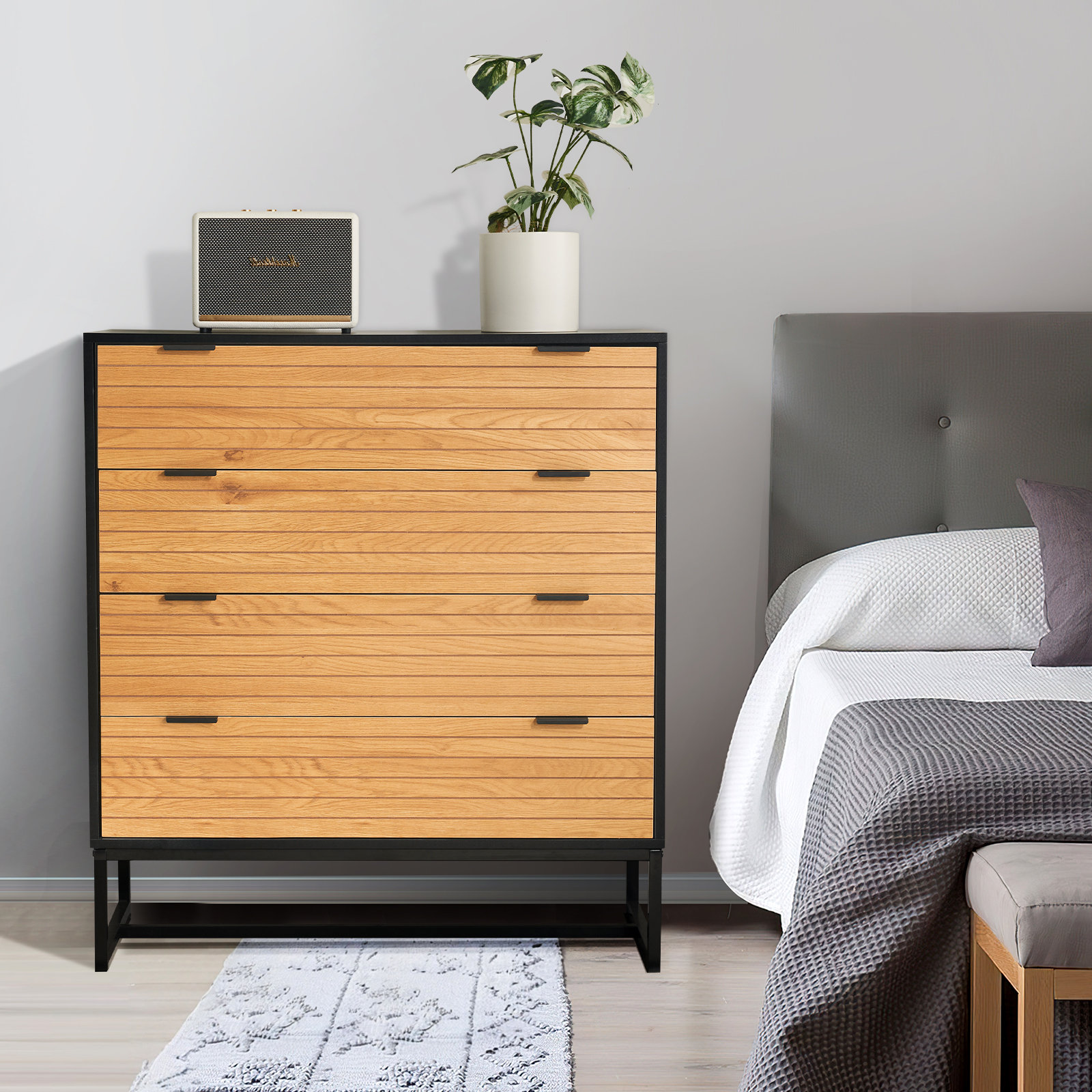 Ebern Designs 4 Drawers Storage Accent Chest 35"W Wood Dresser ...