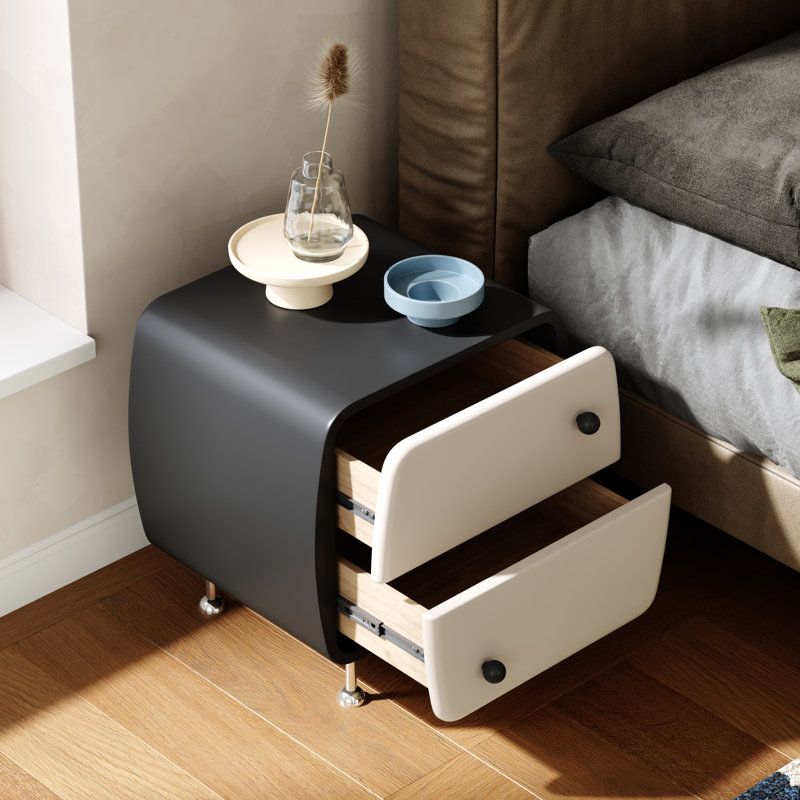 Brayden Studio® Modern Wood Nightstand Set of 2 With 2 Drawer | Wayfair