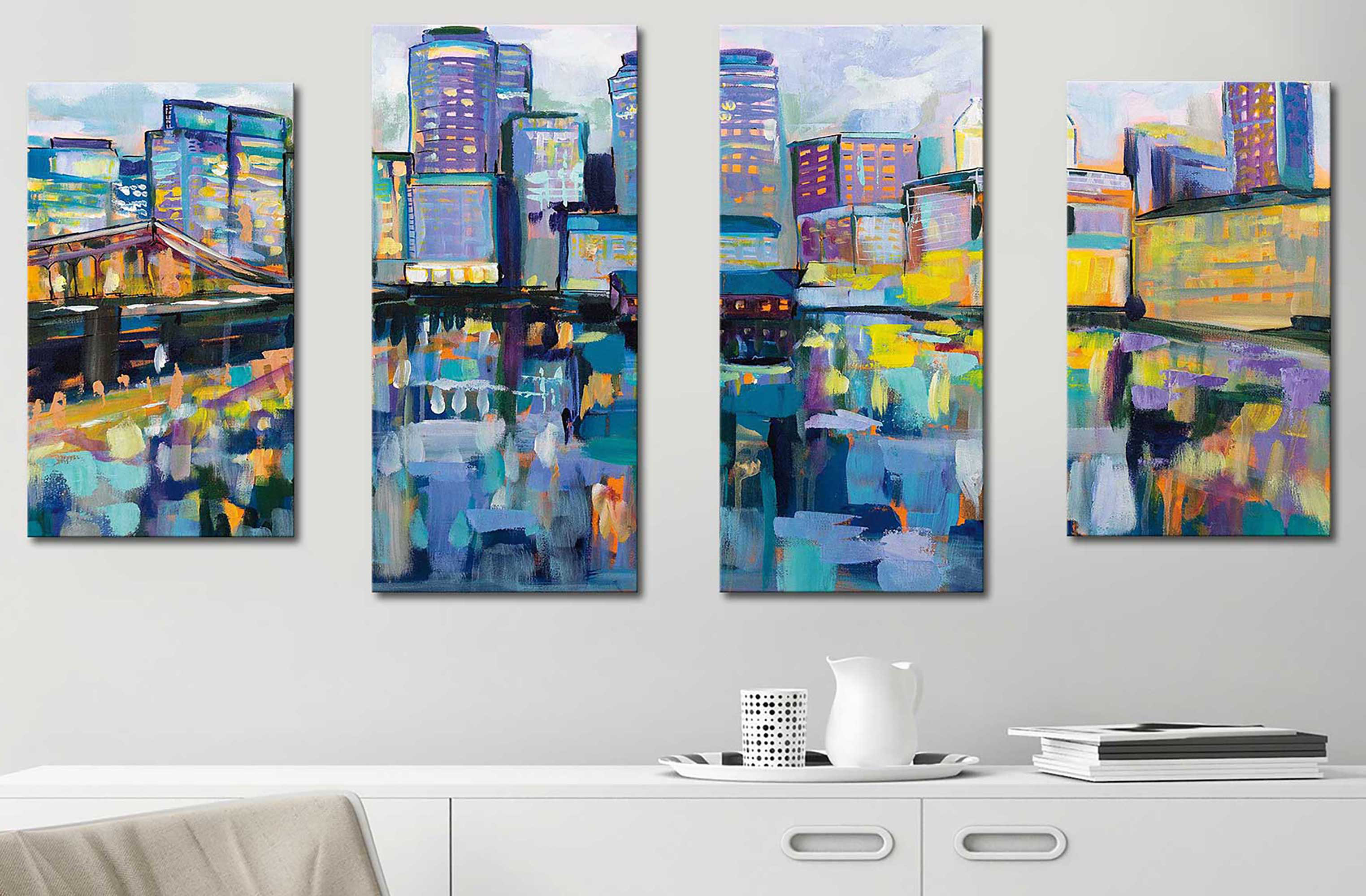 Latitude Run® "Boston Harbor" Print On Canvas Set Of 4 | Wayfair