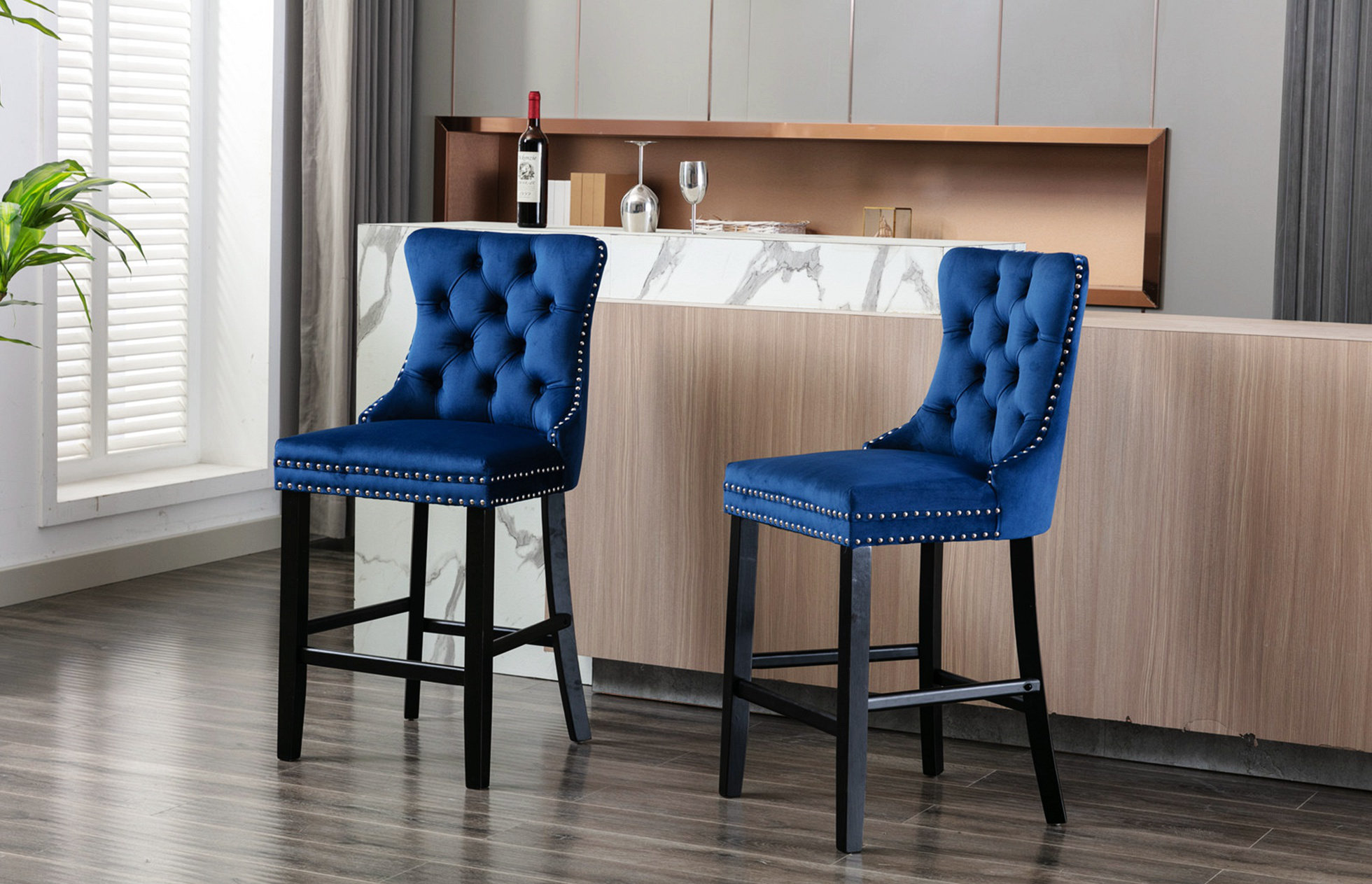 Rosdorf Park Tabourets de bar contemporains rembourrés en velours avec ...