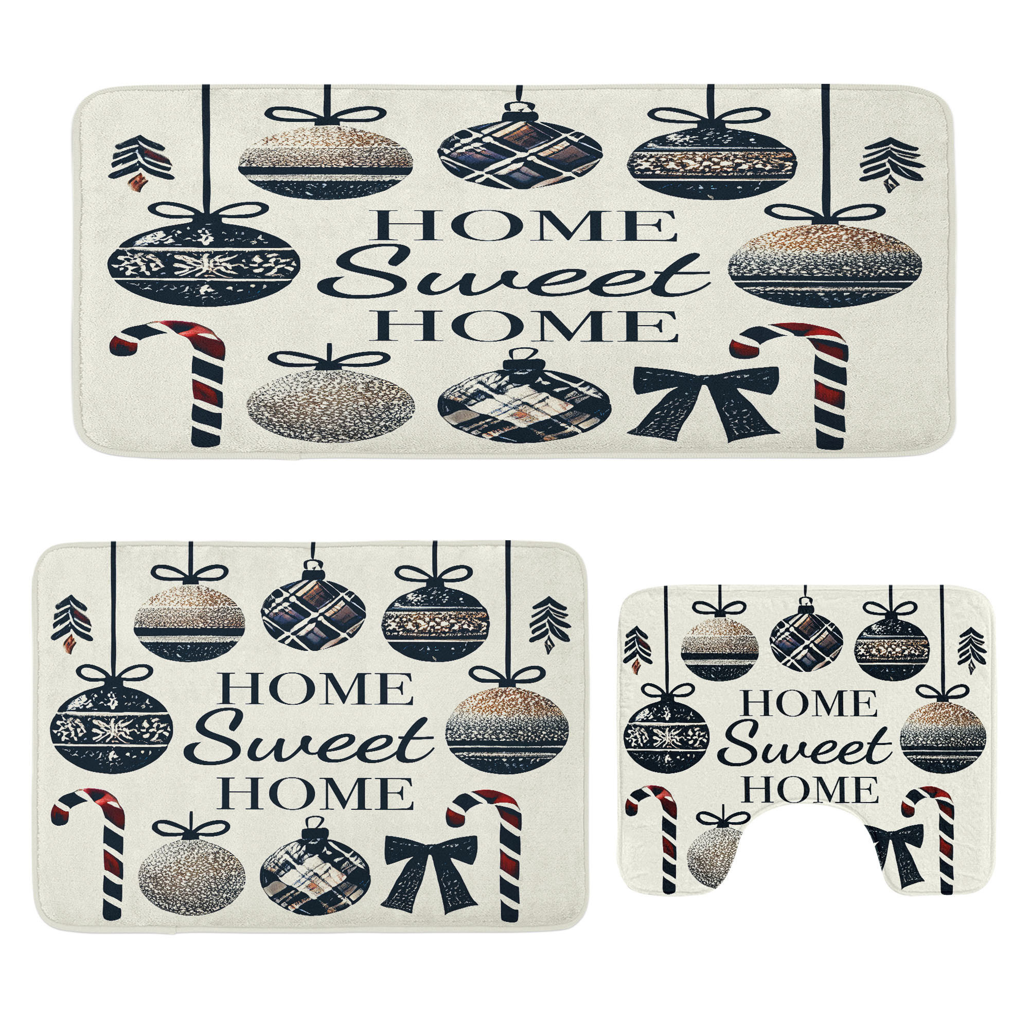 The Holiday Aisle® Christmas Bathroom Rug Set 3 Pieces U-Shape ...