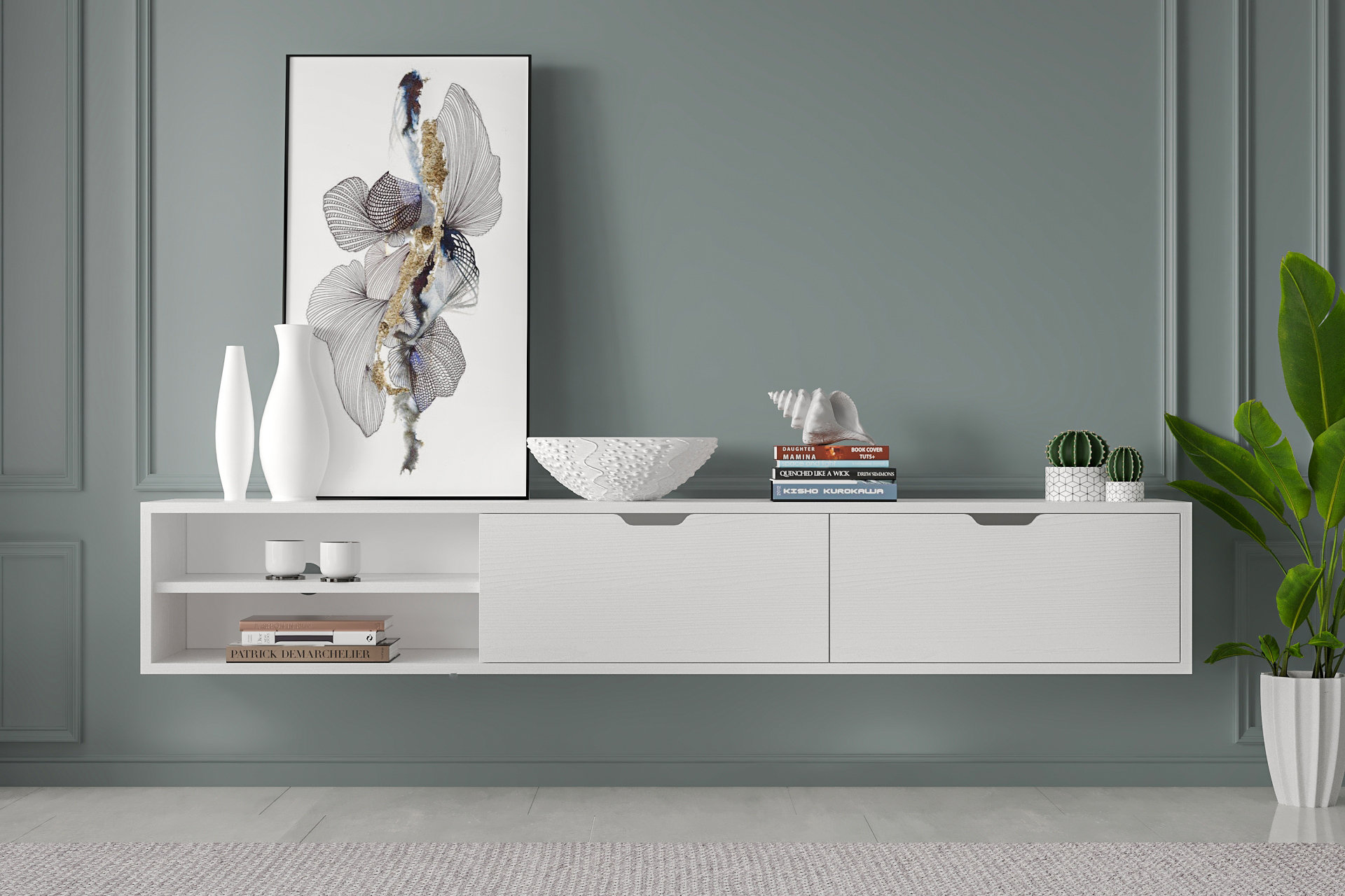 Ebern Designs Savya 71" Wall Mounted Floating Entertainment Media ...