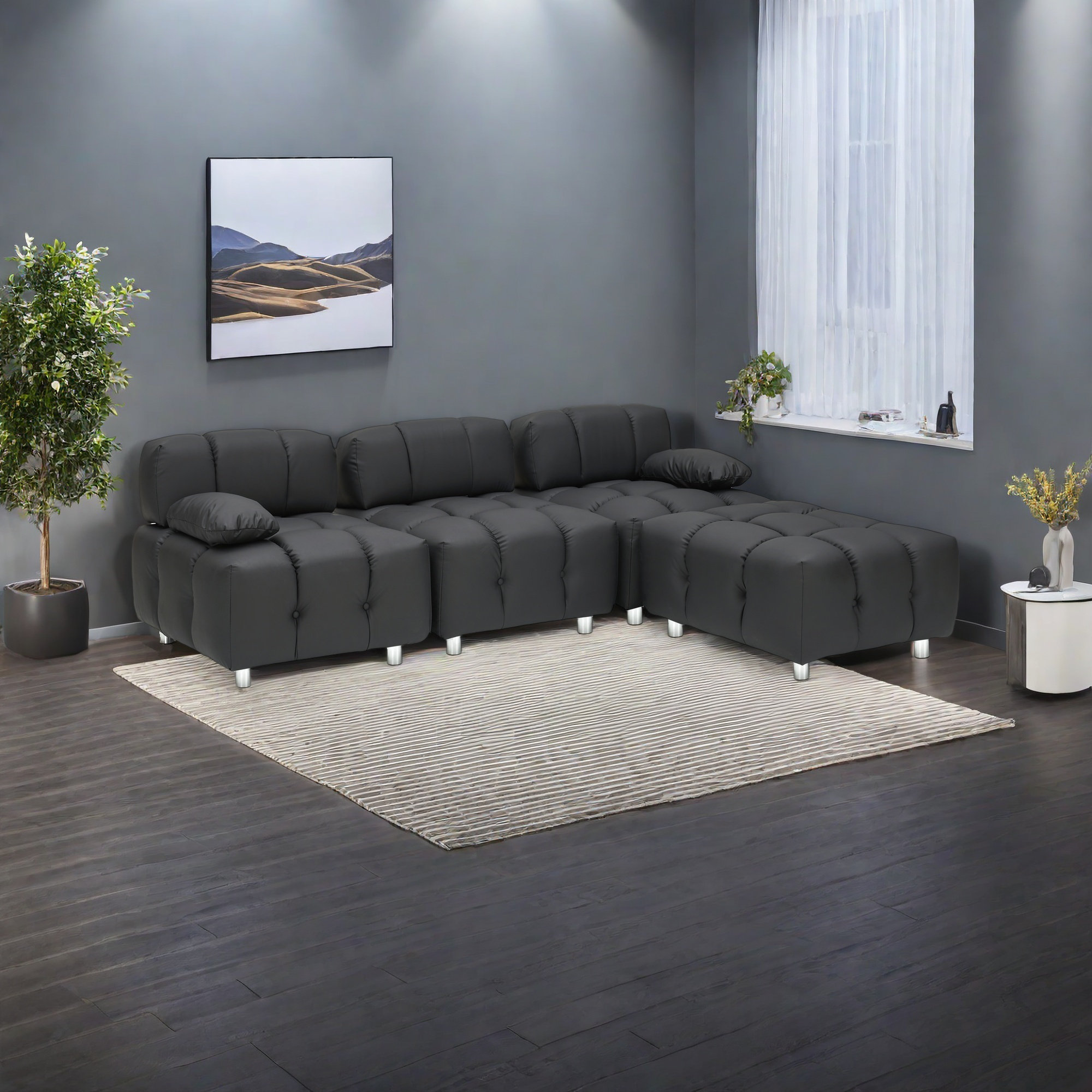 Latitude Run® A 90.60-Inch Technology Cloth Sofa, Waterproof, Stain And ...