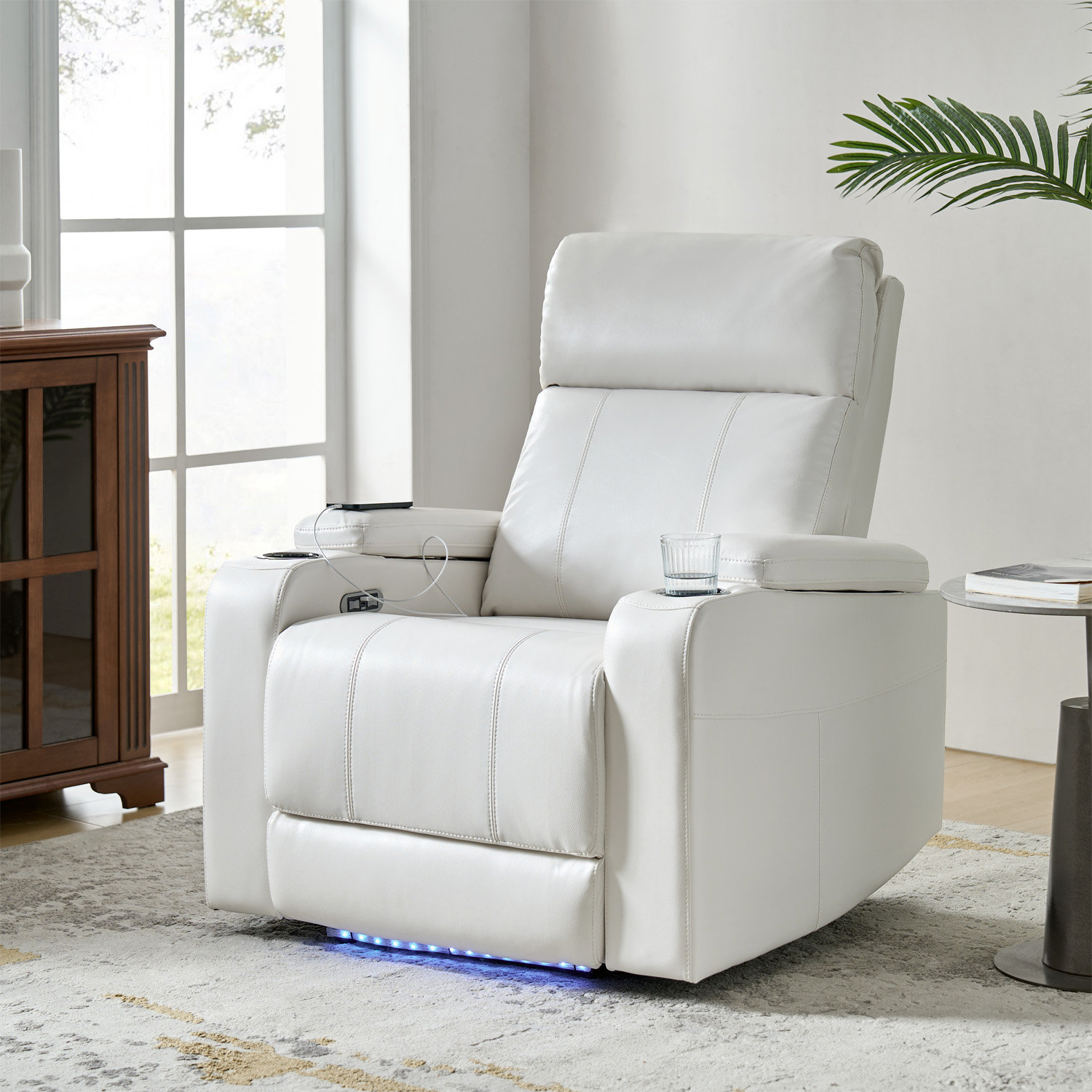 Ivy Bronx Rawail 35" Wide Dual Motor Faux Leather Power Recliner Built ...