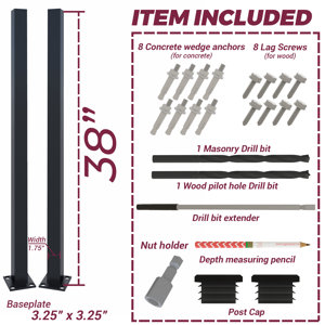 CR Home Handrail Post, Wrought Iron Black Metal Railing Post with ...