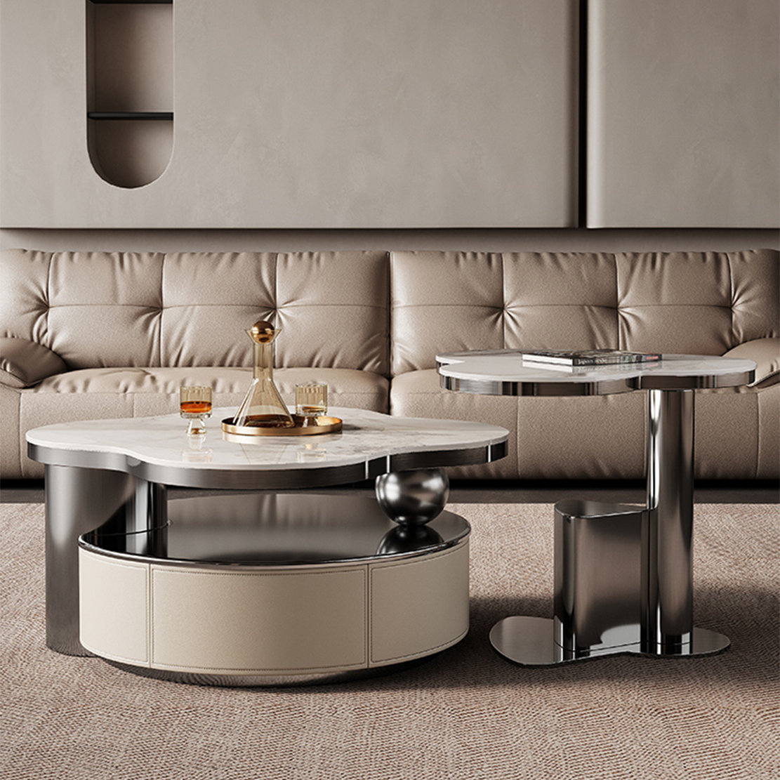 Orren Ellis Modern stainless steel rock plate coffee table | Wayfair