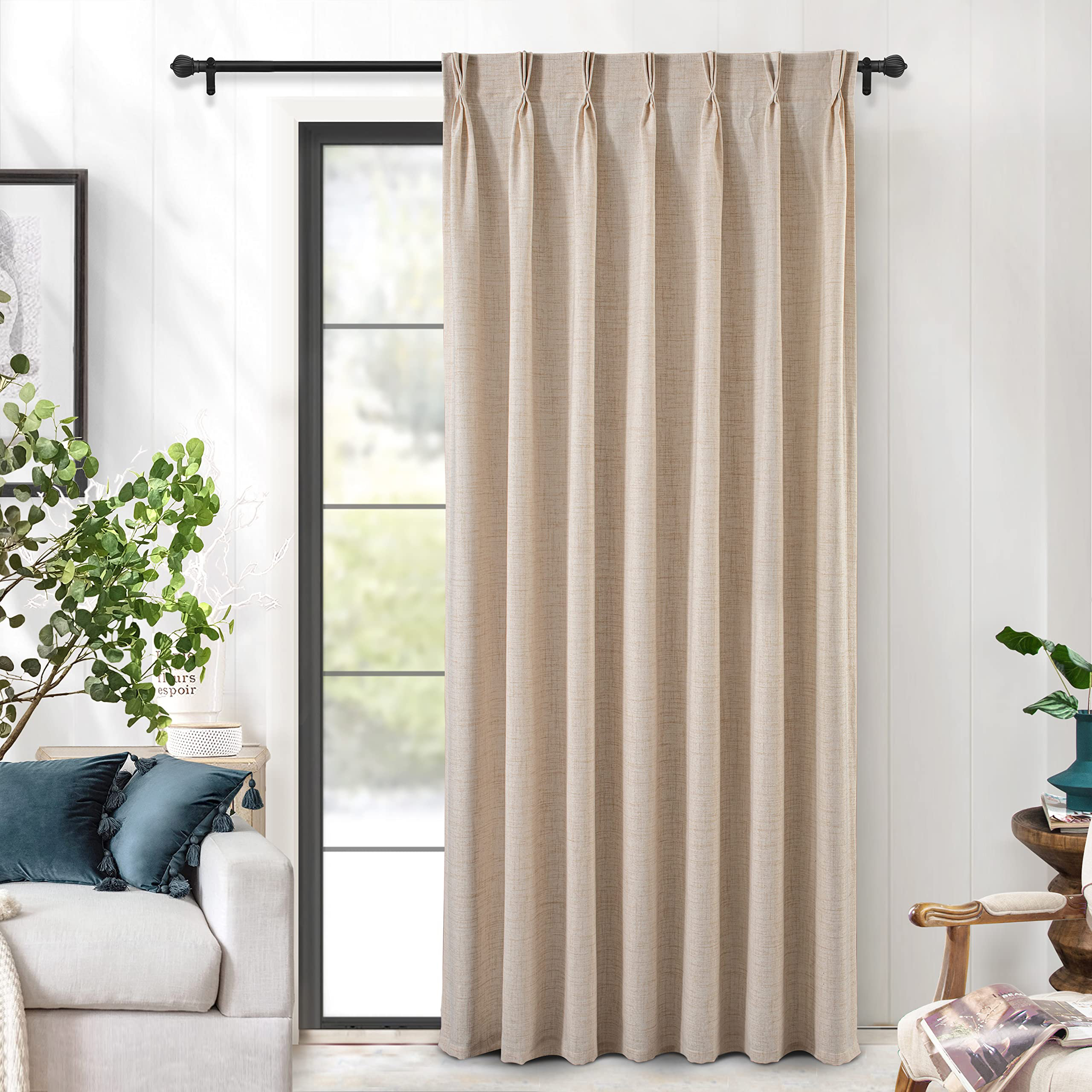 Eider & Ivory™ Abigael Pinch Pleat linen Textured Curtains for Living ...