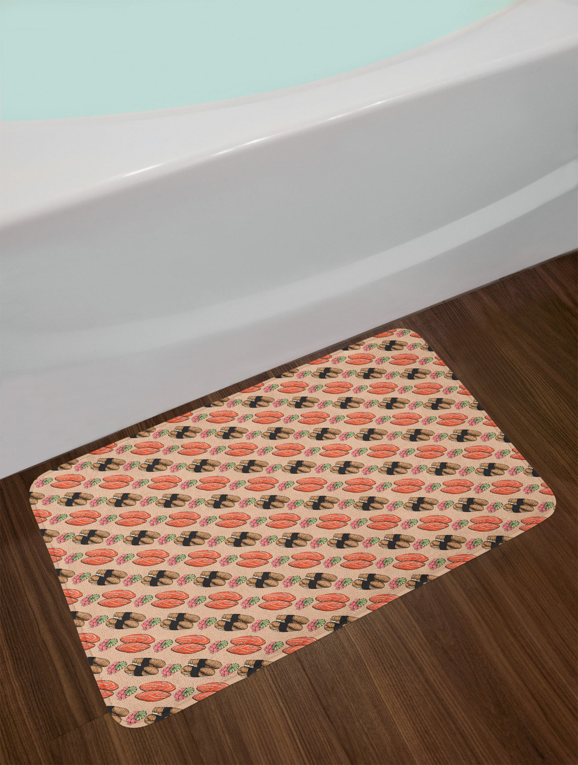 East Urban Home Rhythmic Sushi Rolls and Sashimi Japanese Food Bath Rug ...