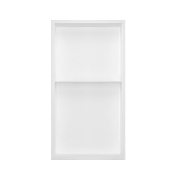 DecoMust 13.38"w X 25.19" H White Stainless Steel Recessed Shower Niche ...