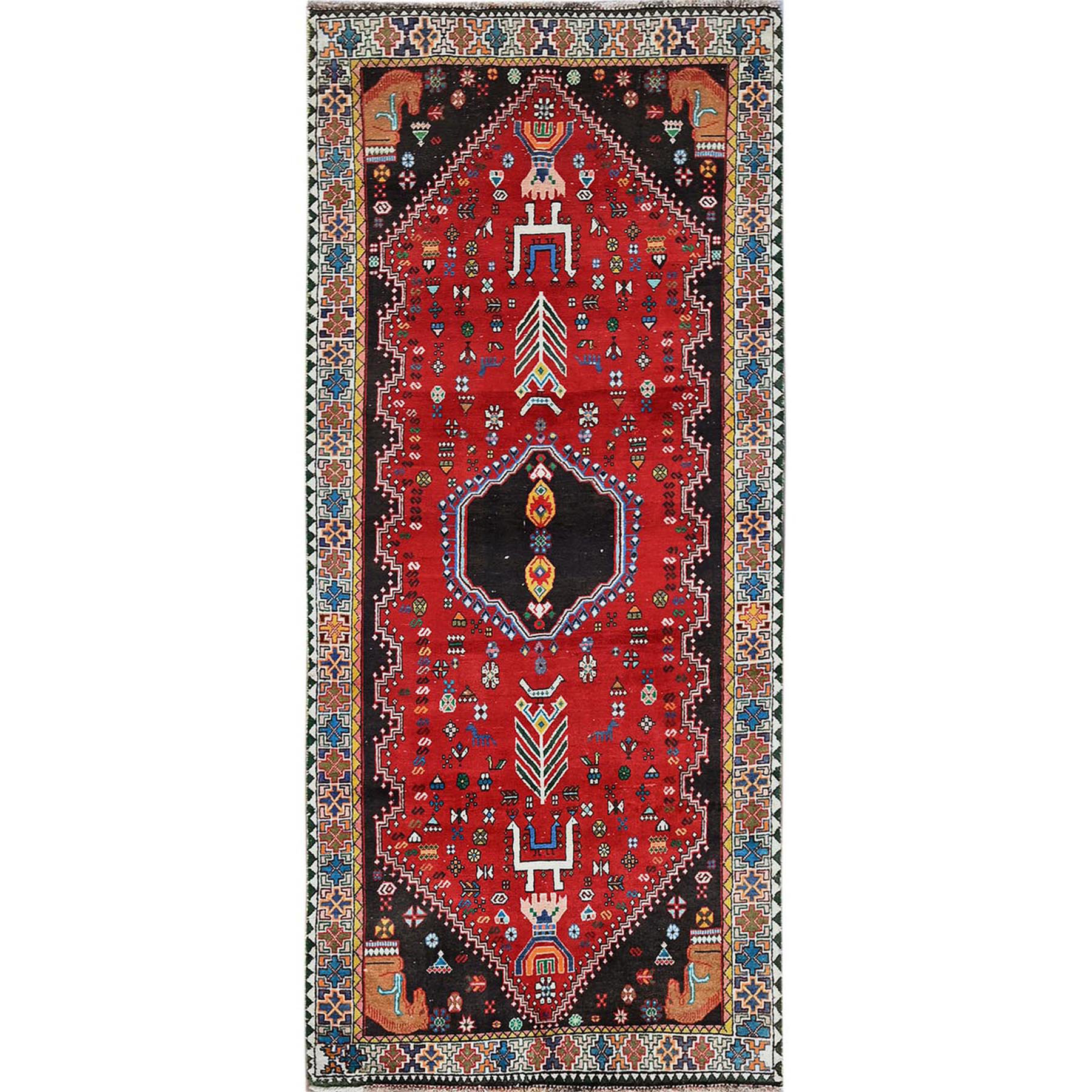 Bloomsbury Market 3'5"x8'2" Crimson Red, Vintage Persian Shiraz with ...