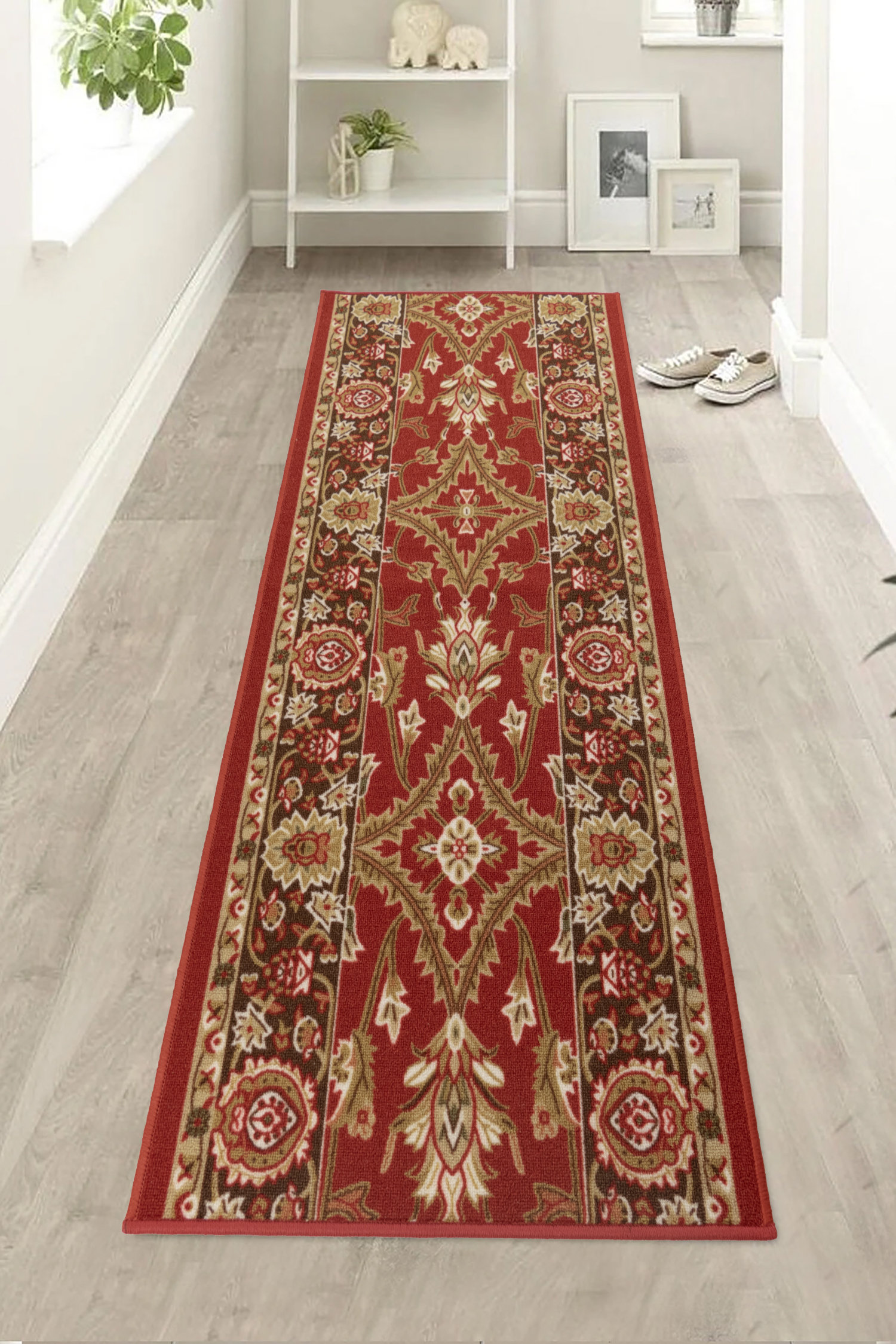 Astoria Grand Custom Size Runner Rug Oriental Mahal Red Low Pile Slip ...