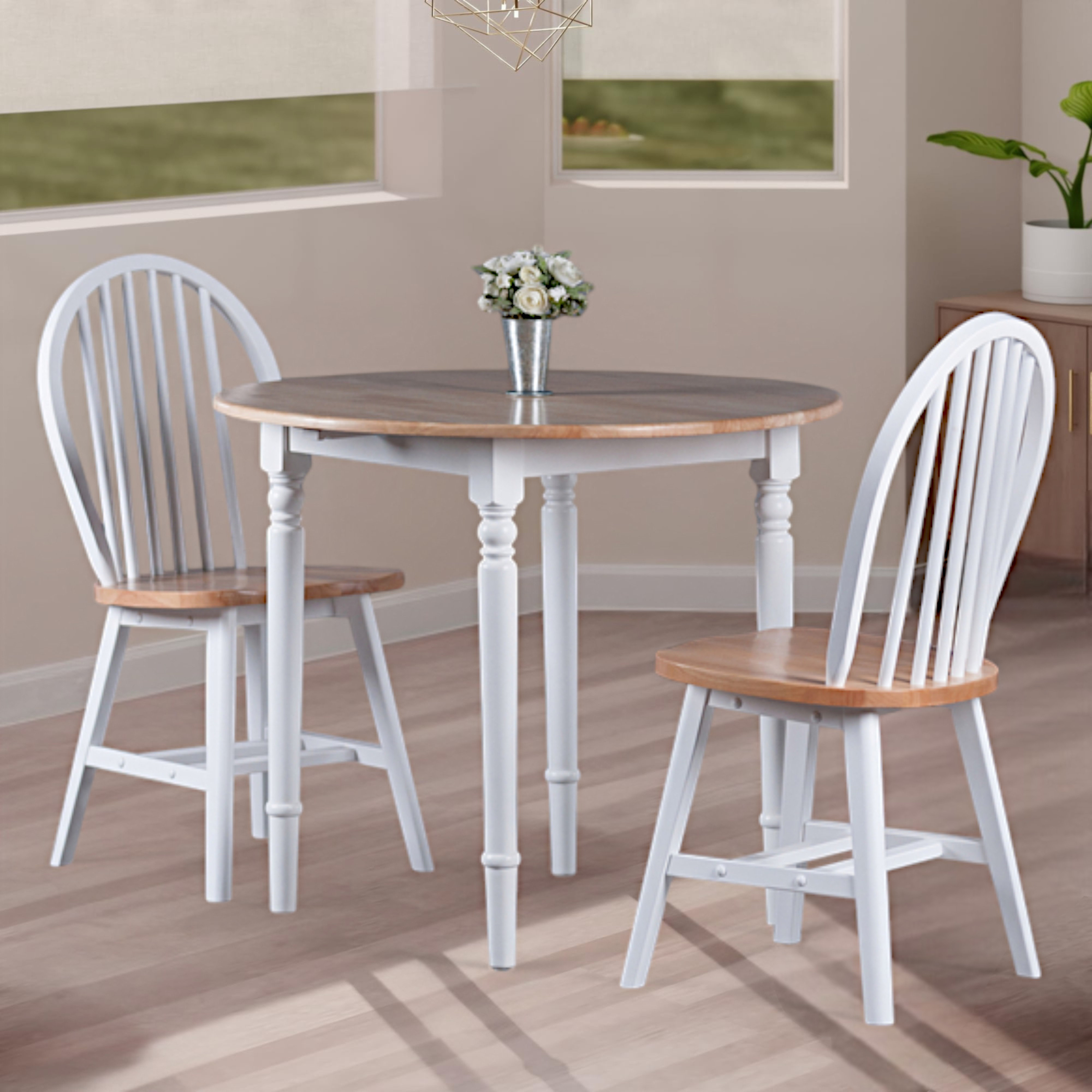 August Grove® Dolf Dining Set with Drop Leaf Table & Windsor Chairs ...