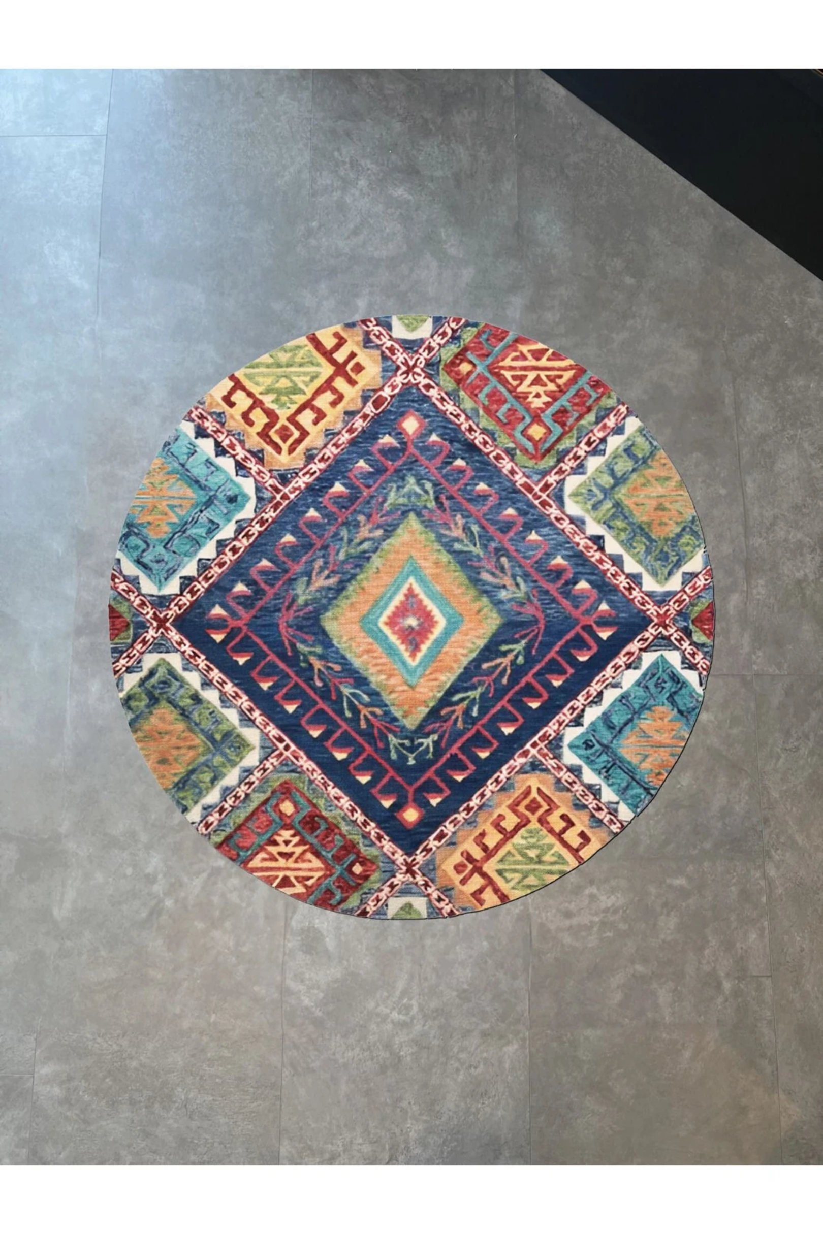 East Urban Home Creative Modern Woven Base Round Decorative Carpet With ...
