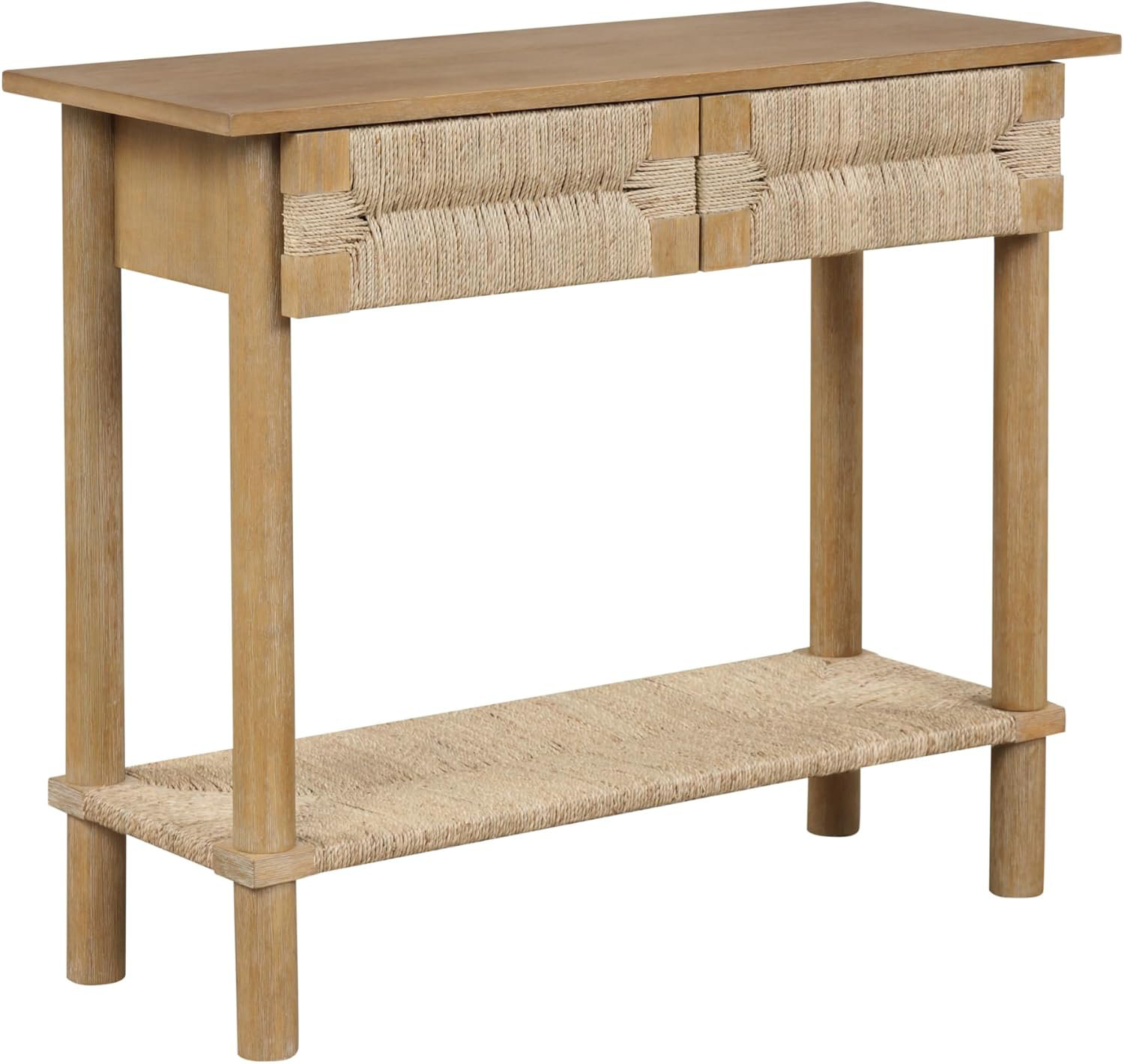 Dakota Fields Solid Wood And Seagrass Console Table With Drawers ...