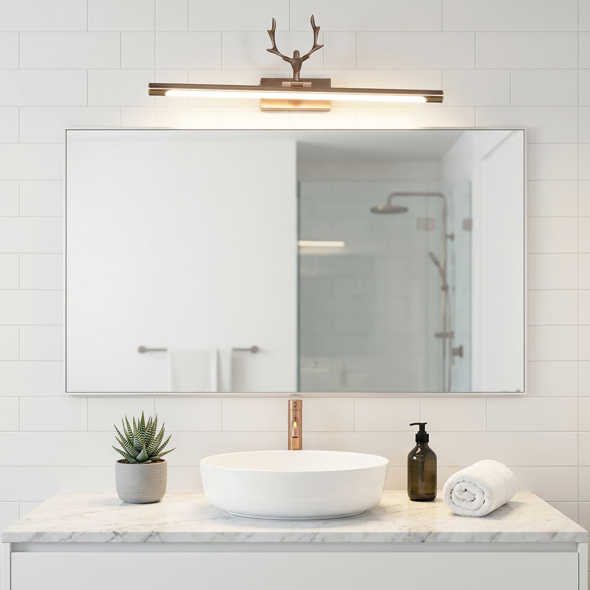 Foundry Select 23 '' Led Antler Mirror Light, Vanity Light Fixture Wall ...