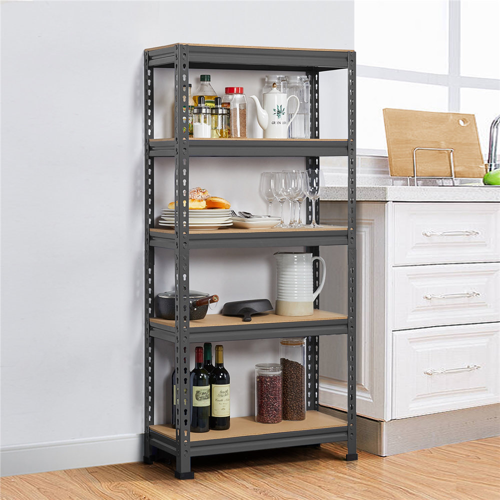 17 Stories 59" H x 27.6" W x 12" D 5 Tiers Boltless Storage Shelf Goods ...