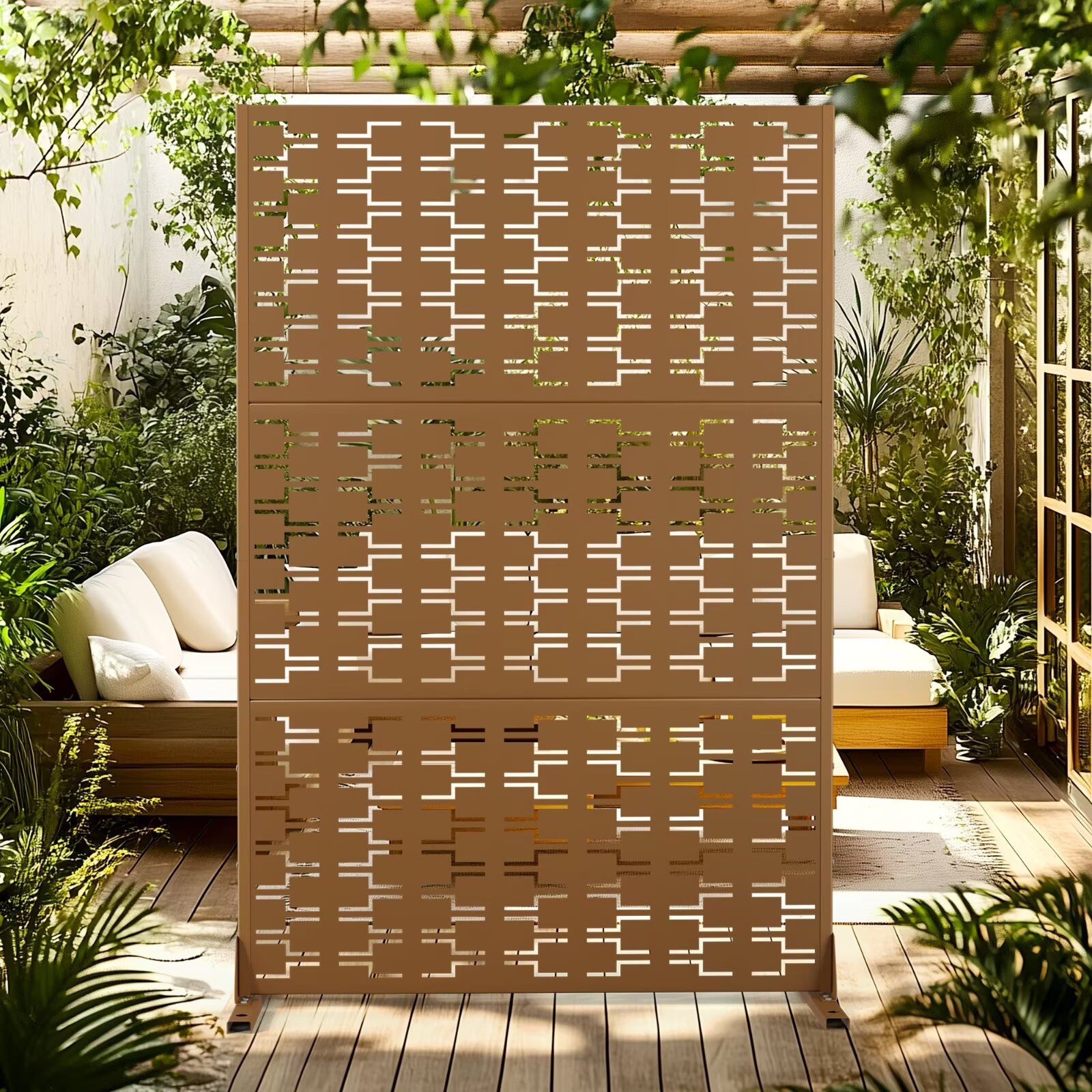 UFURYRIDE 72" H x 47" W Metal Privacy Screen, Outdoor Privacy Screens ...