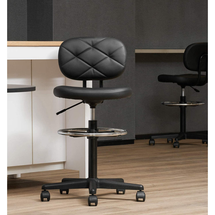 George Oliver Genuine Leather Drafting Chair | Wayfair