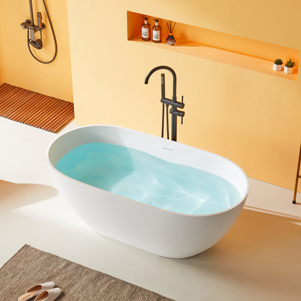 ABRUZZO 69'' x 29.5'' Freestanding Soaking Solid Surface Bathtub Stone ...