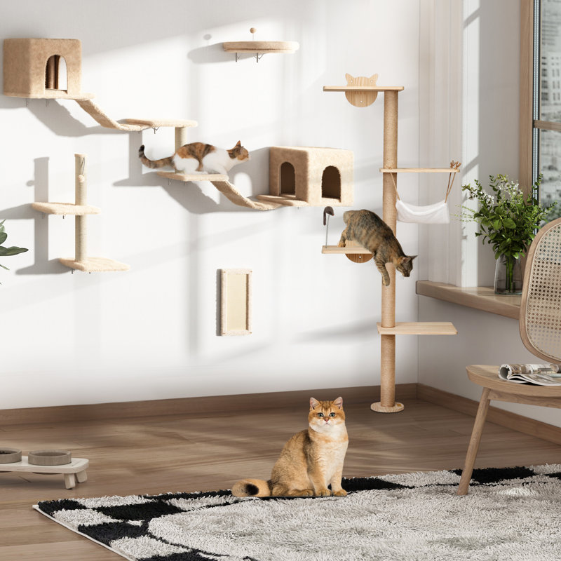 Tucker Murphy Pet™ Darkiel 7pcs Wall-mounted Cat Tree Shelves Climbing ...