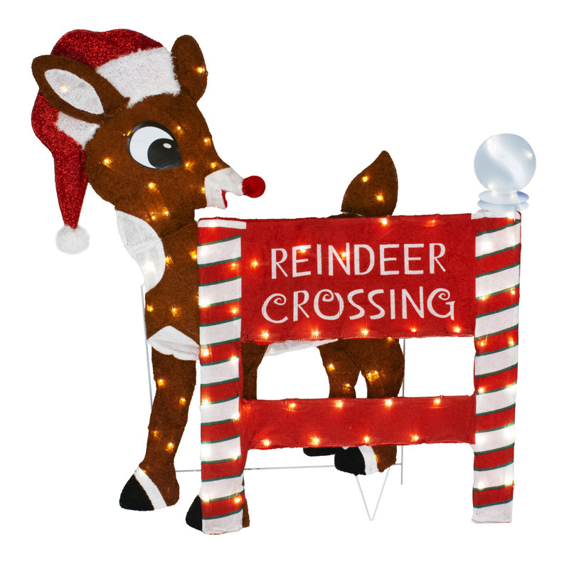 Northlight Seasonal 36" LED Lighted Rudolph Reindeer Crossing Outdoor ...