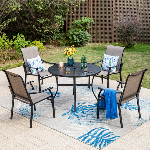 Wildon Home® Basima 4 - Person Round Outdoor Dining Set & Reviews | Wayfair