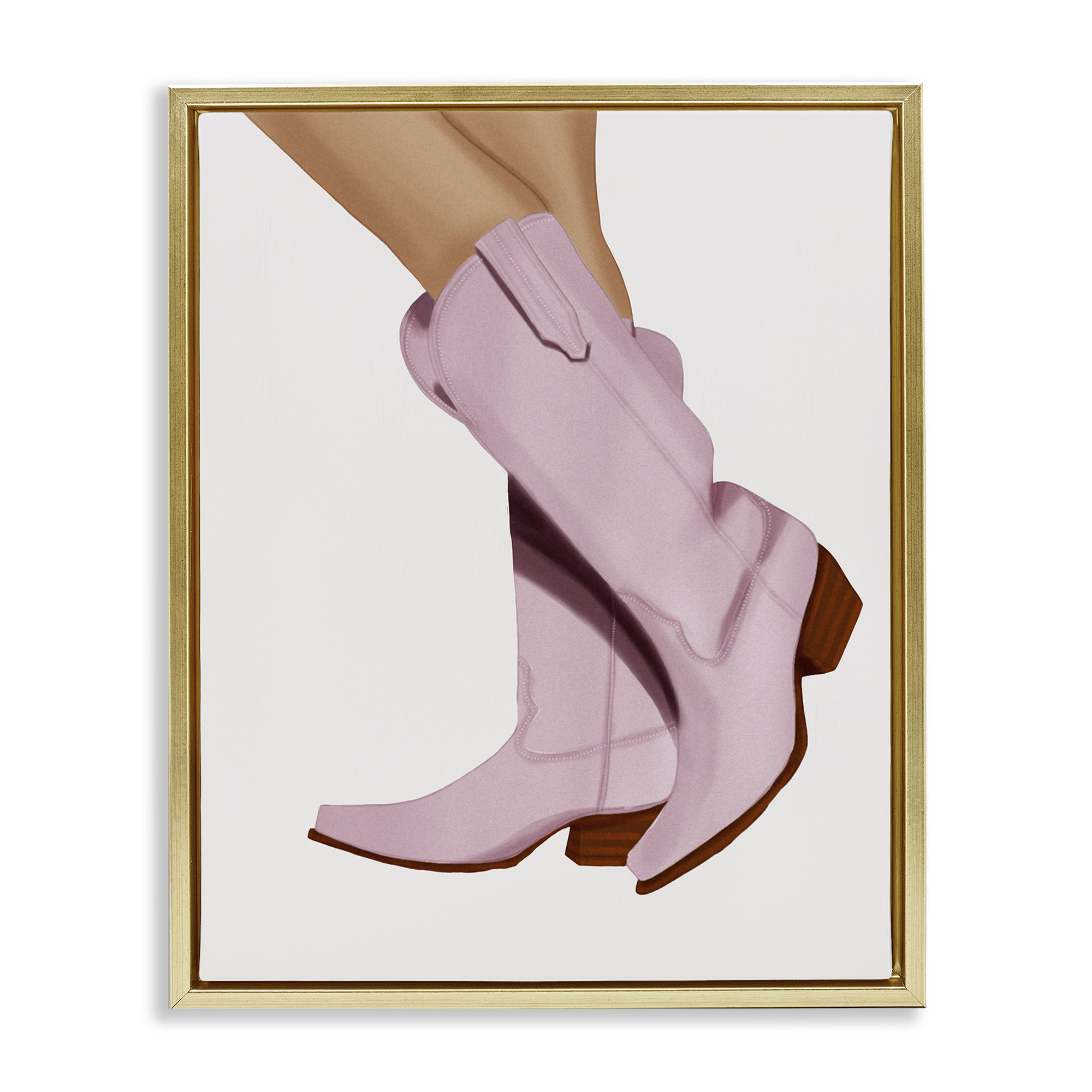 Union Rustic Pastel Pink Cowgirl Boots Framed Floater Canvas Wall Art ...