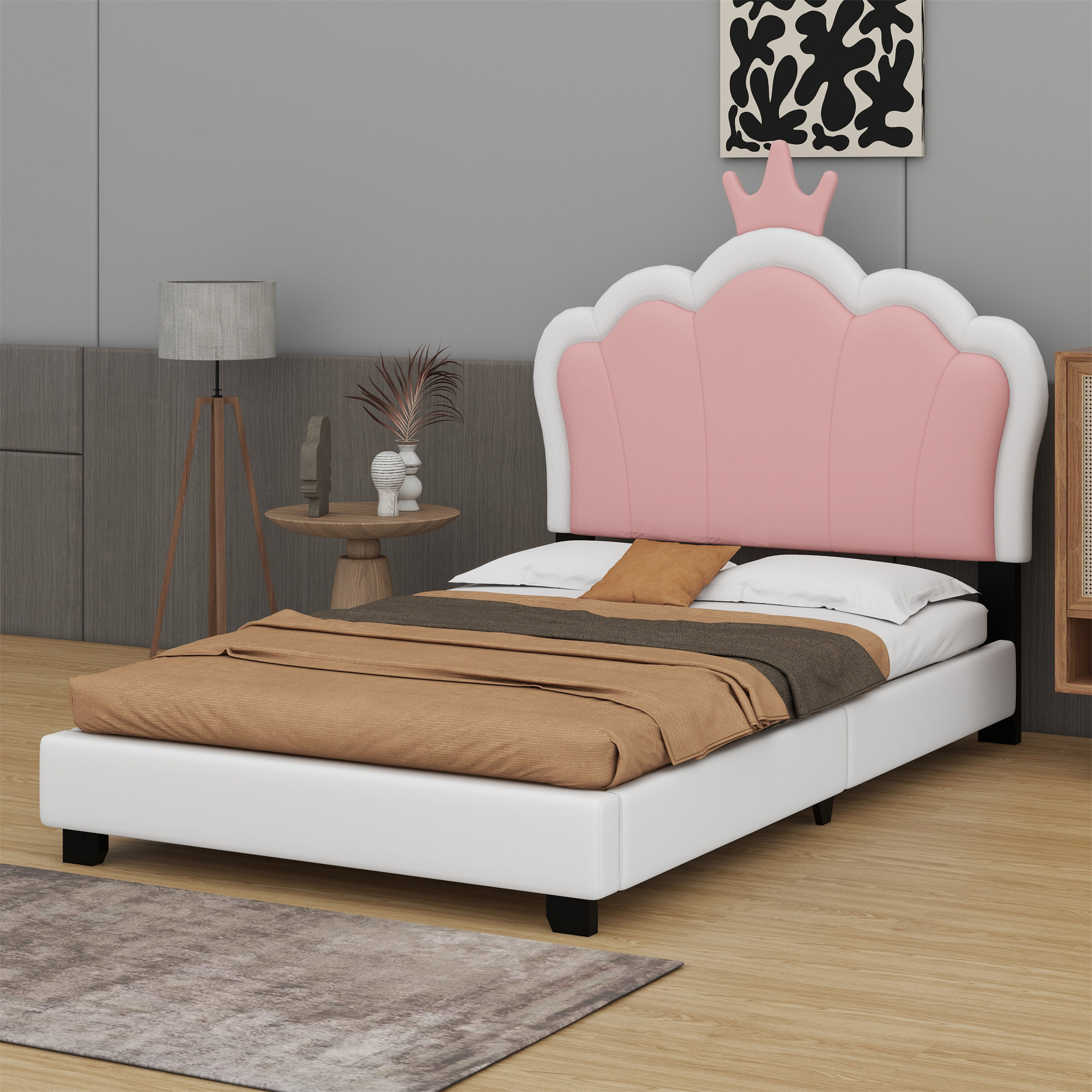 Lark Manor™ Upholstered Princess Bed With Crown Headboard | Wayfair