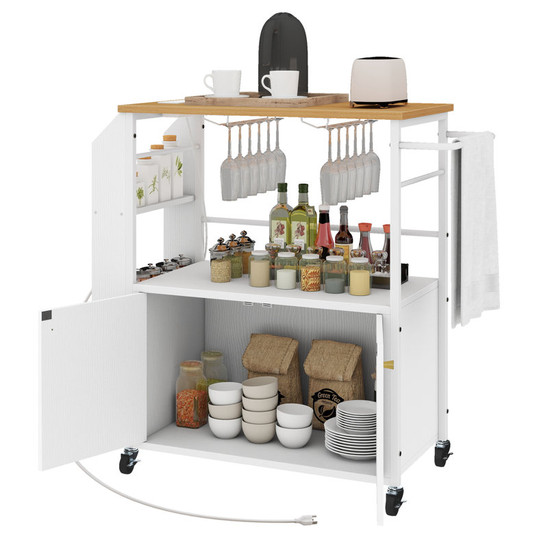 Winston Porter Mobile Rolling Portable Serving Utility Kitchen Island ...