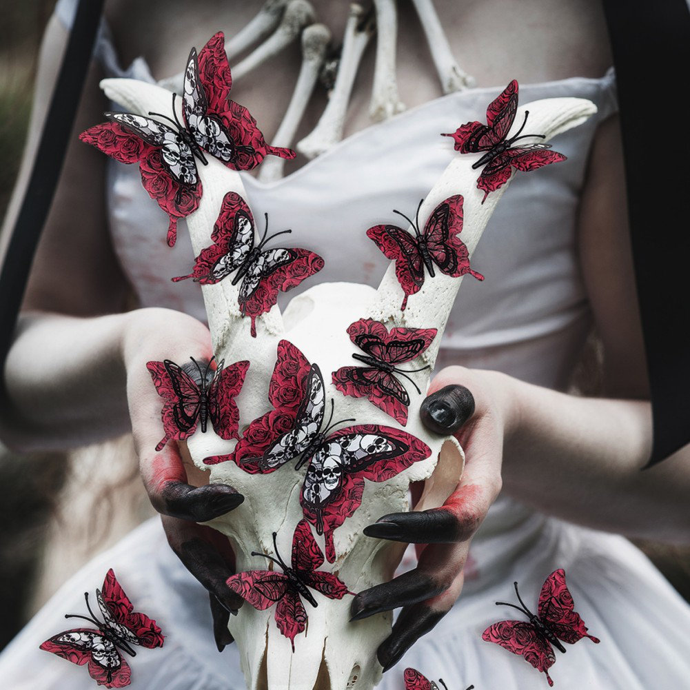 The Holiday Aisle® 12Pcs/Set Halloween Red Butterfly Window Stickers ...