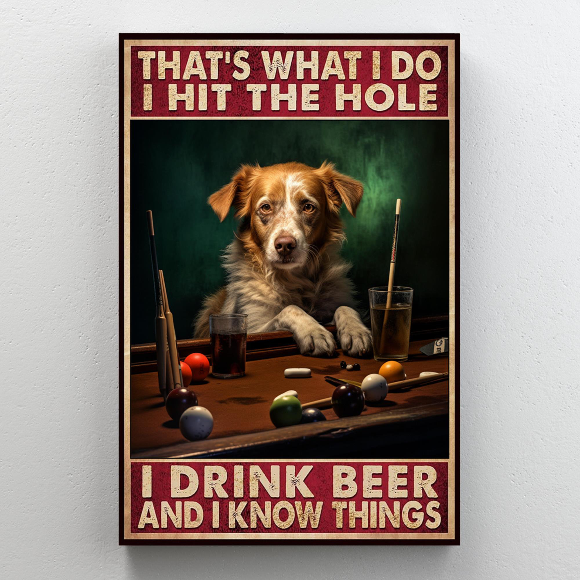 dogs drinking beer poster
